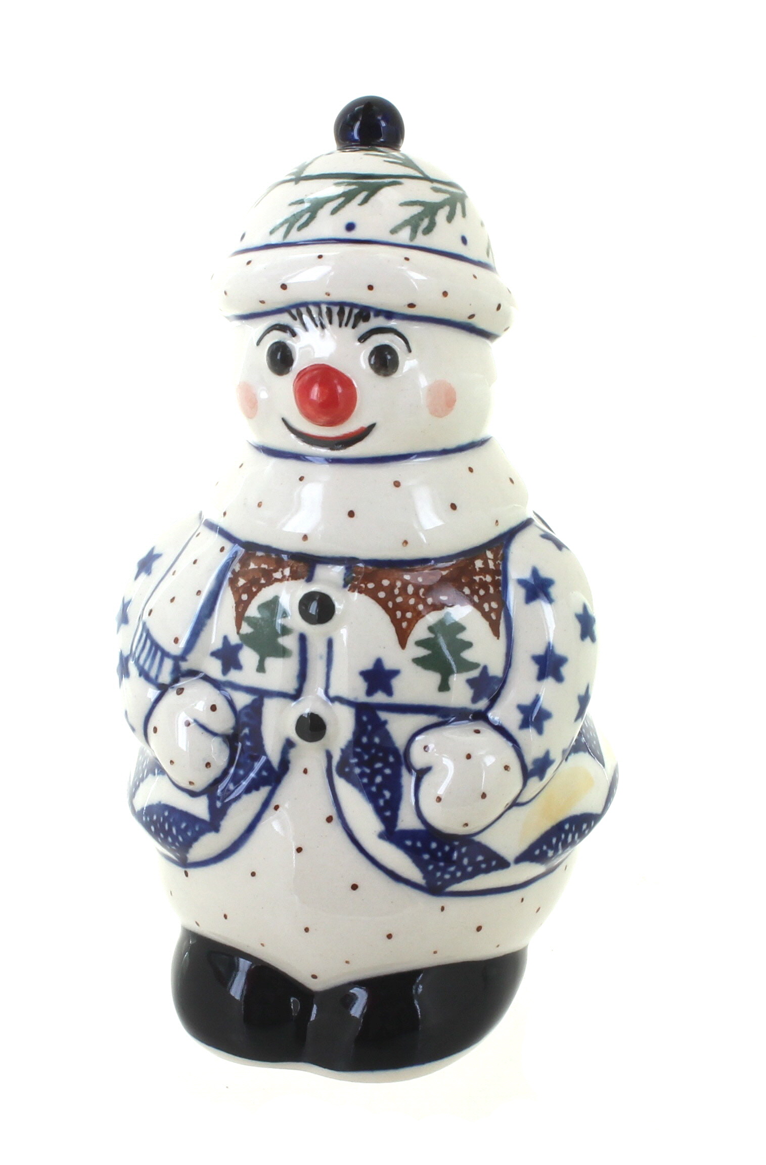 Blue Rose Polish Pottery Evergreen Snowman Figurine - Walmart.com