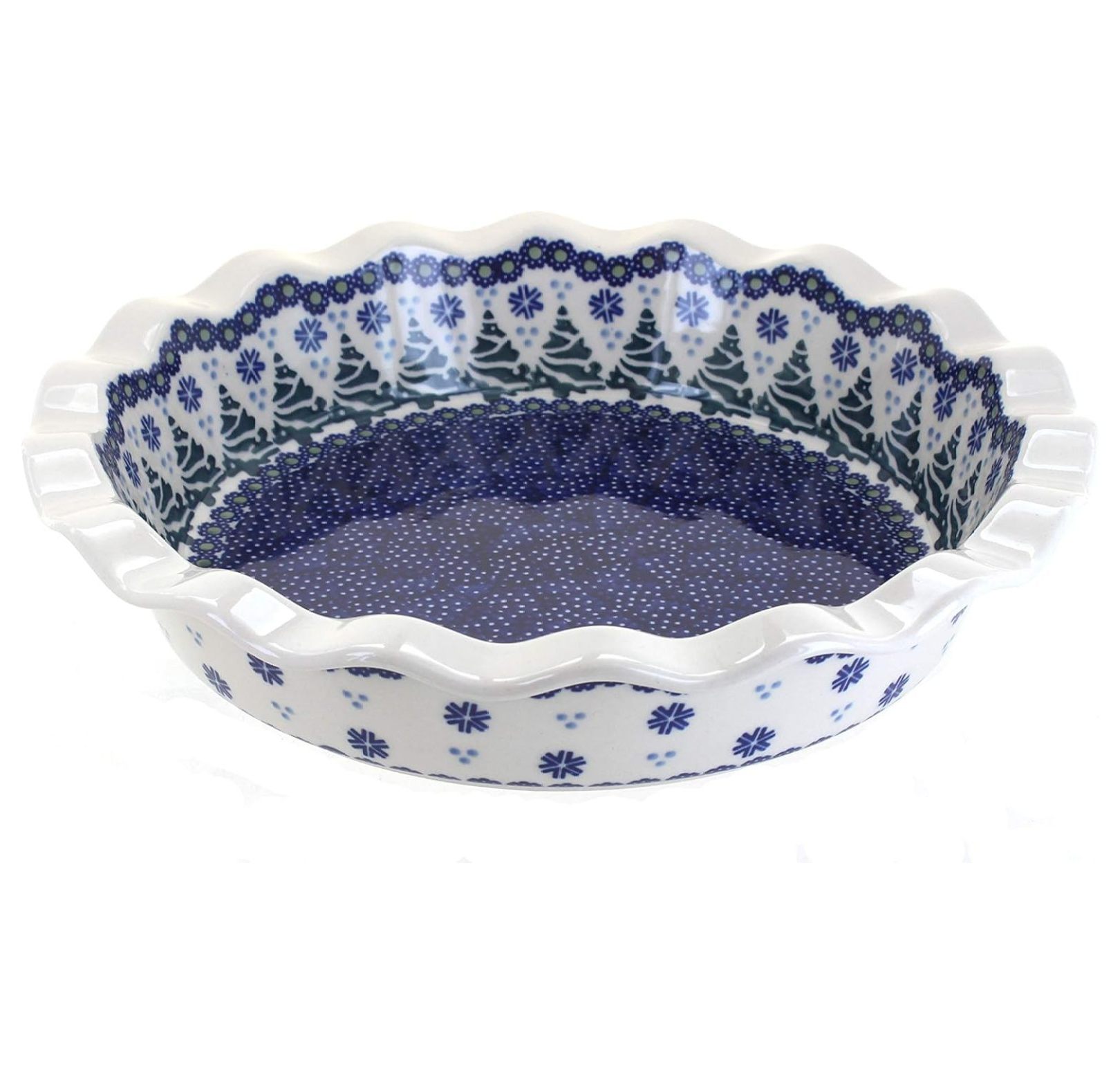 Blue Rose Polish Pottery Festive Fir Pie Plate - Walmart.com
