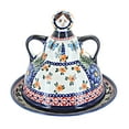 Blue Rose Polish Pottery Floral Butterfly Small Cheese Lady - Walmart.com