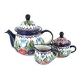 Blue Rose Polish Pottery Floral Butterfly Three Piece Tea Set - Walmart.com