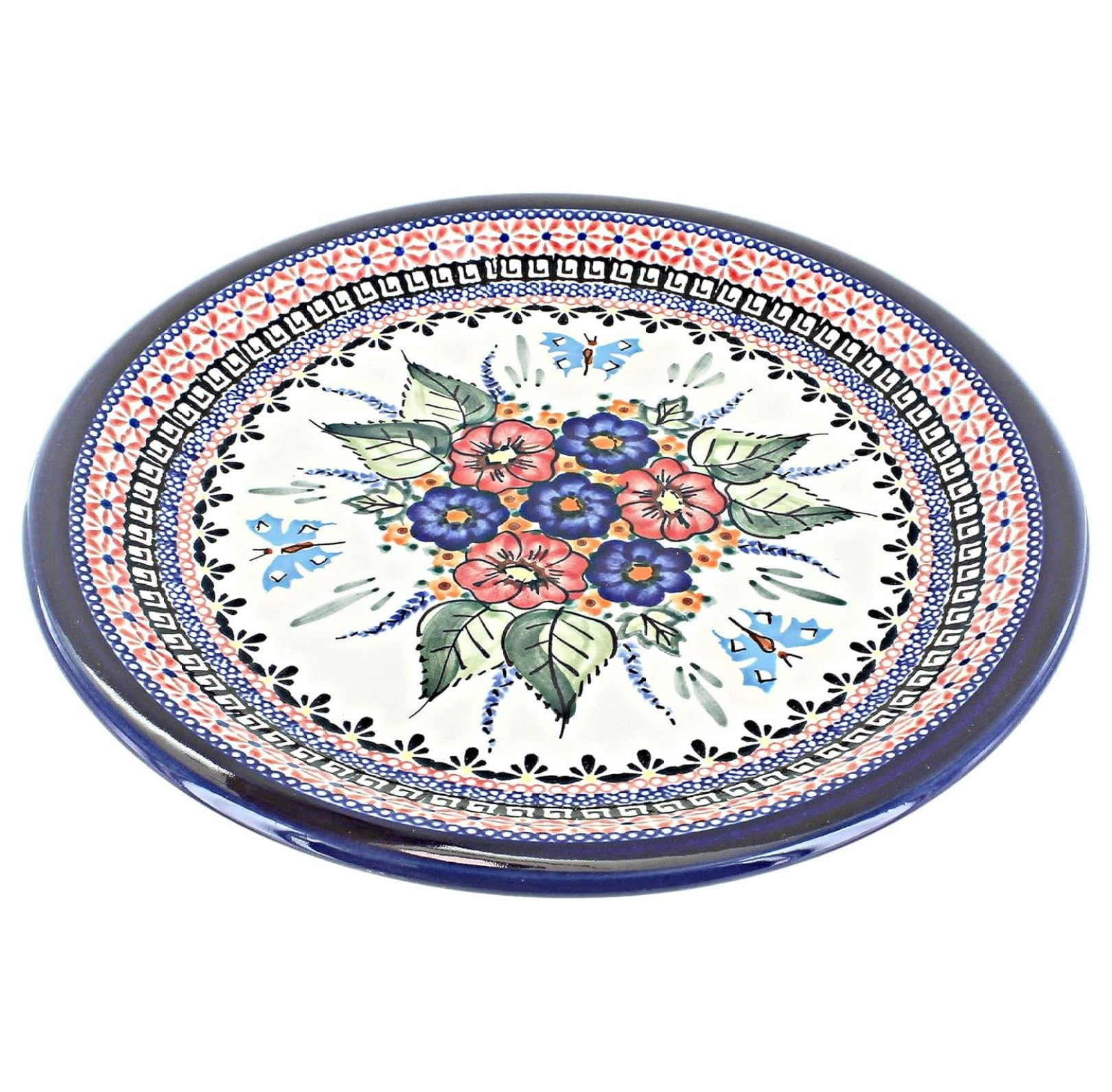 Blue Rose Polish Pottery Floral Dinner Plate - Walmart.com