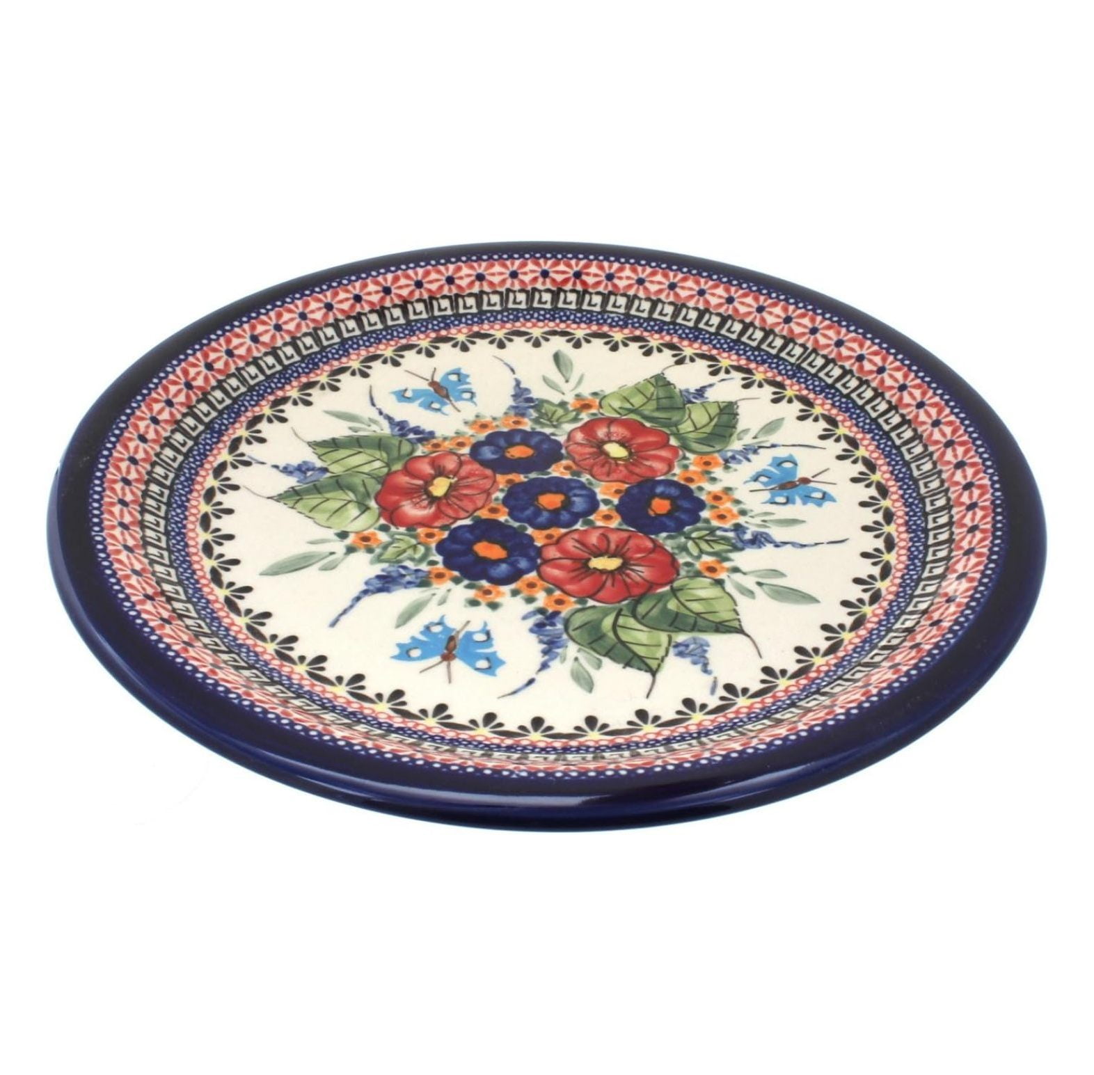 Blue Rose Polish Pottery Floral Dinner Plate - Walmart.com