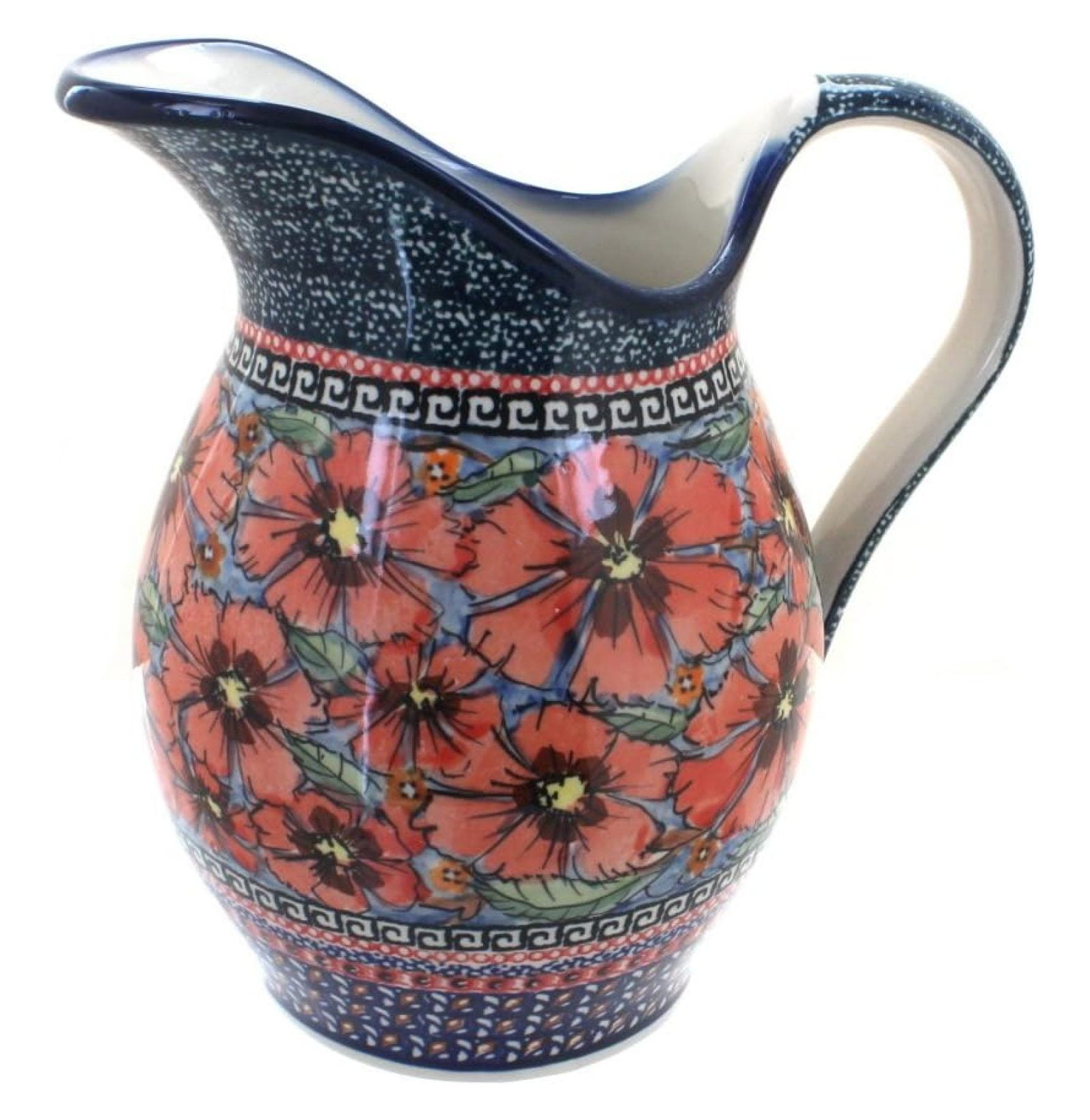 Blue Rose Polish Pottery Flower Pitcher - Walmart.com