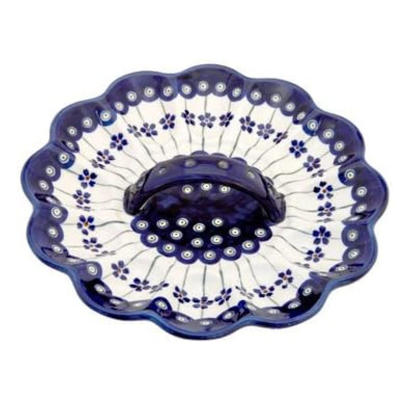Blue Rose Polish Pottery Flowering Peacock Egg Plate - Walmart.com