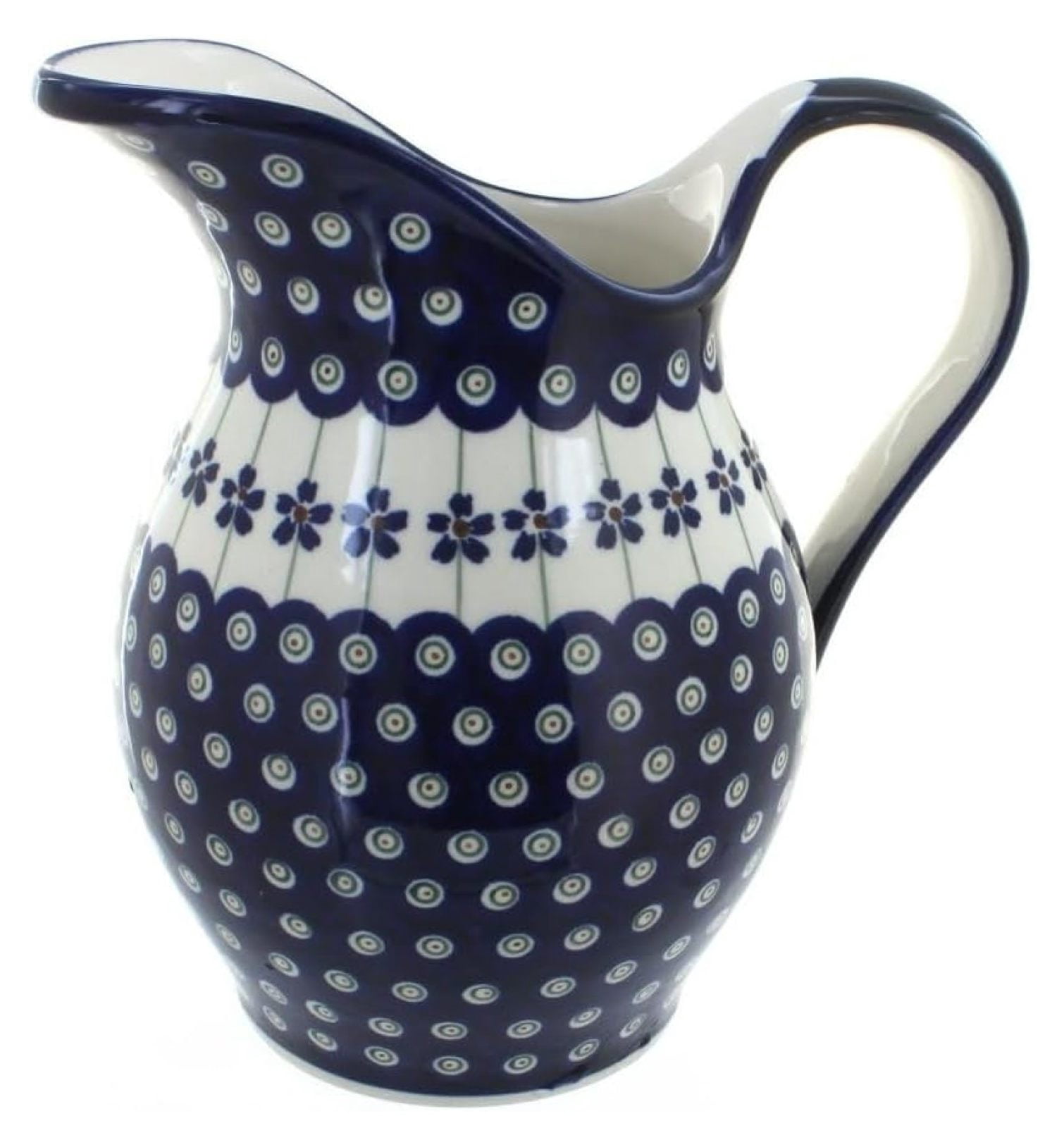 Blue Rose Polish Pottery Flowering Peacock Pitcher - Walmart.com