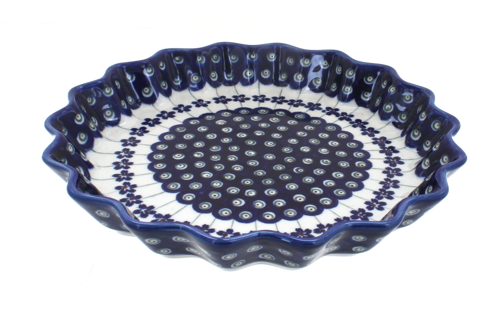 Blue Rose Polish Pottery Flowering Peacock Quiche Dish - Walmart.com