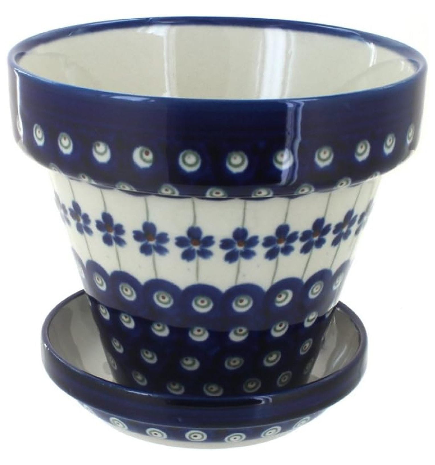 Blue Rose Polish Pottery Flowering Peacock Small Flower Pot - Walmart.com