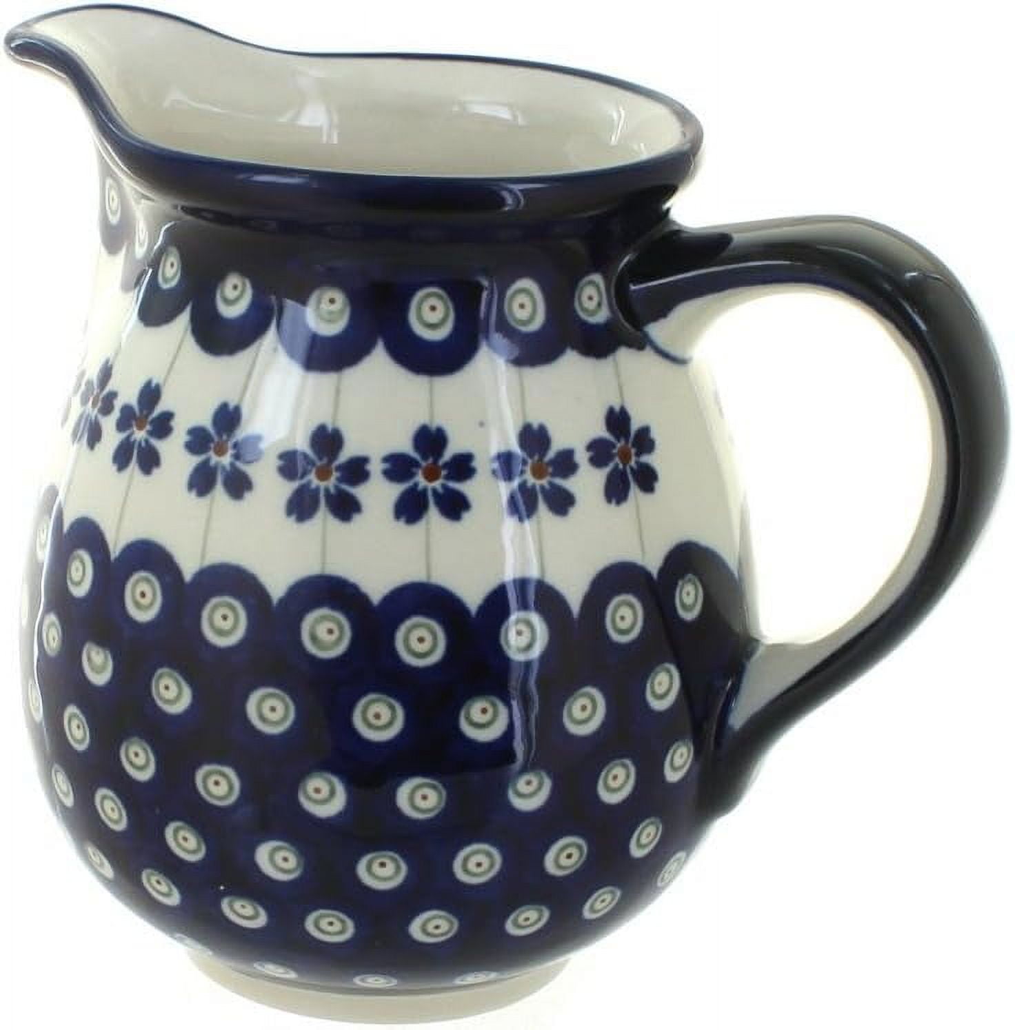 Blue Rose Polish Pottery Flowering Peacock Small Pitcher - Walmart.com