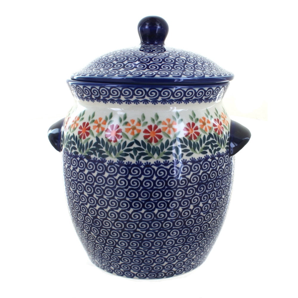 Blue Rose Polish Pottery Garden Bouquet Cookie Jar - Walmart.com