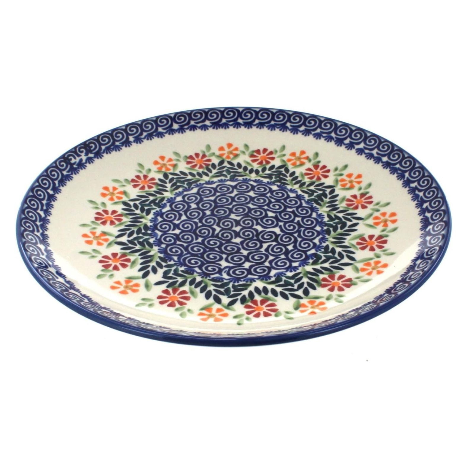 Blue Rose Polish Pottery Garden Bouquet Dinner Plate - Walmart.com