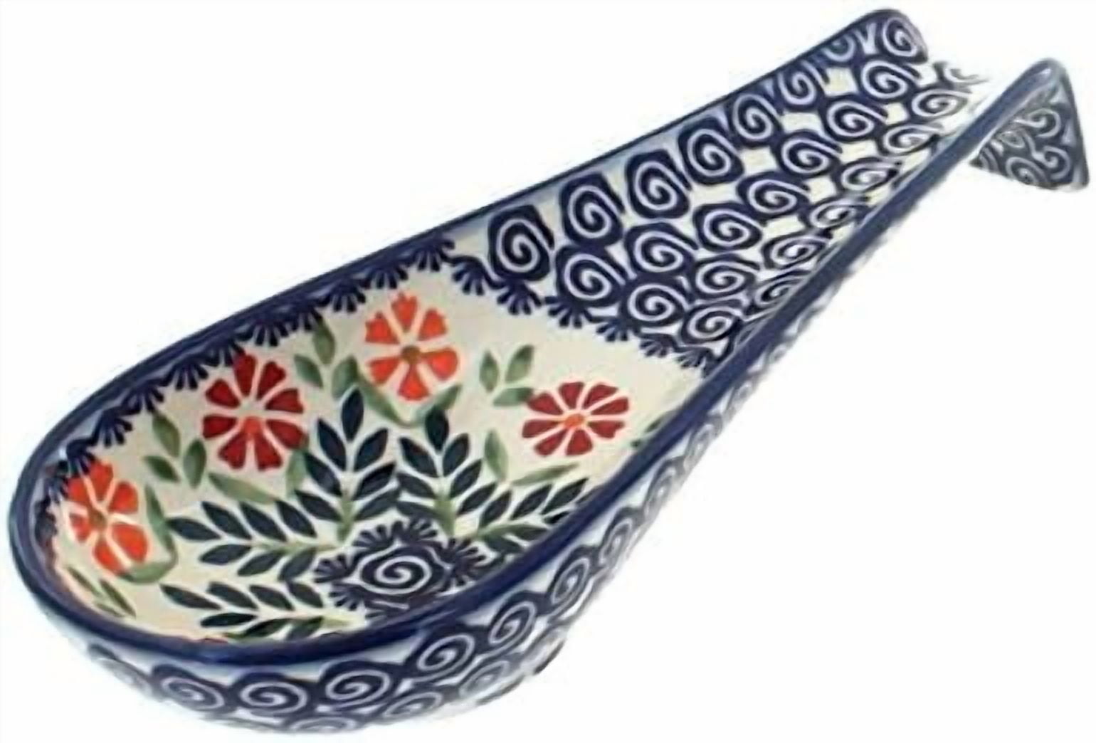 Blue Rose Polish Pottery Garden Bouquet Medium Spoon Rest - Walmart.com