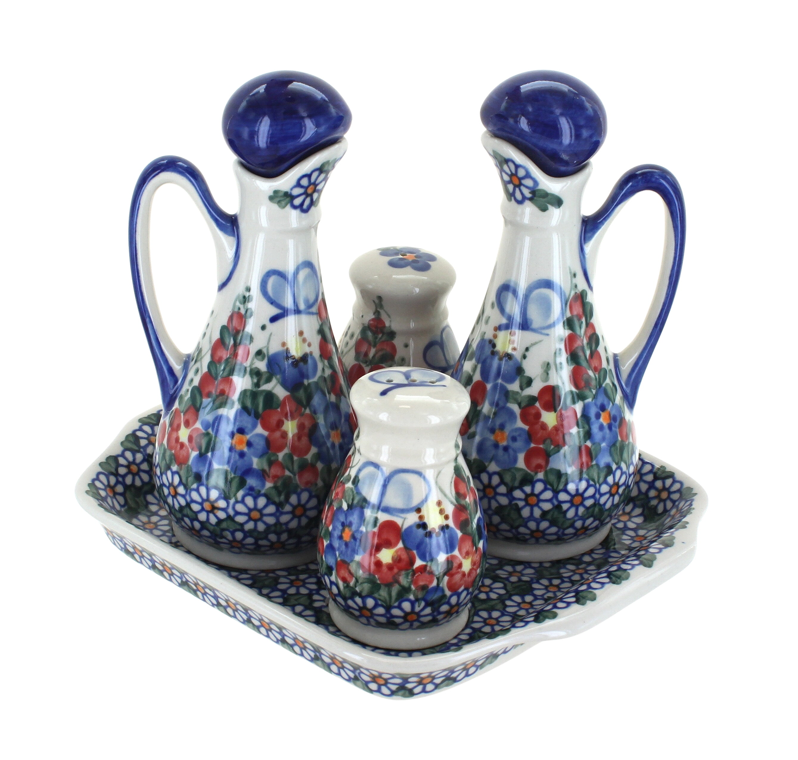 Blue Rose Polish Pottery Garden Butterfly Table Accessory Set - Walmart.com