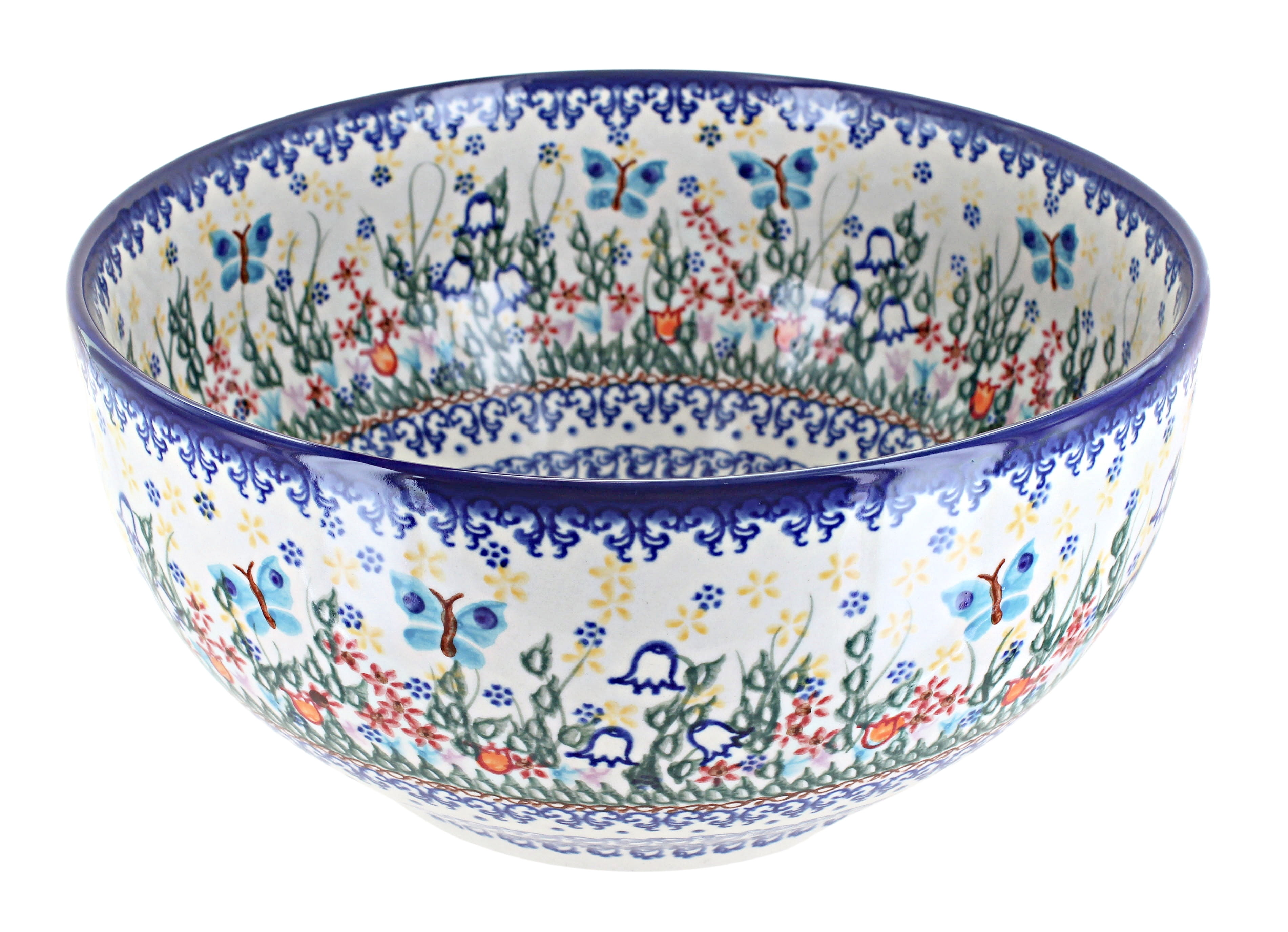 Blue Rose Polish Pottery Garden of Eden Large Mixing Bowl - Walmart.com