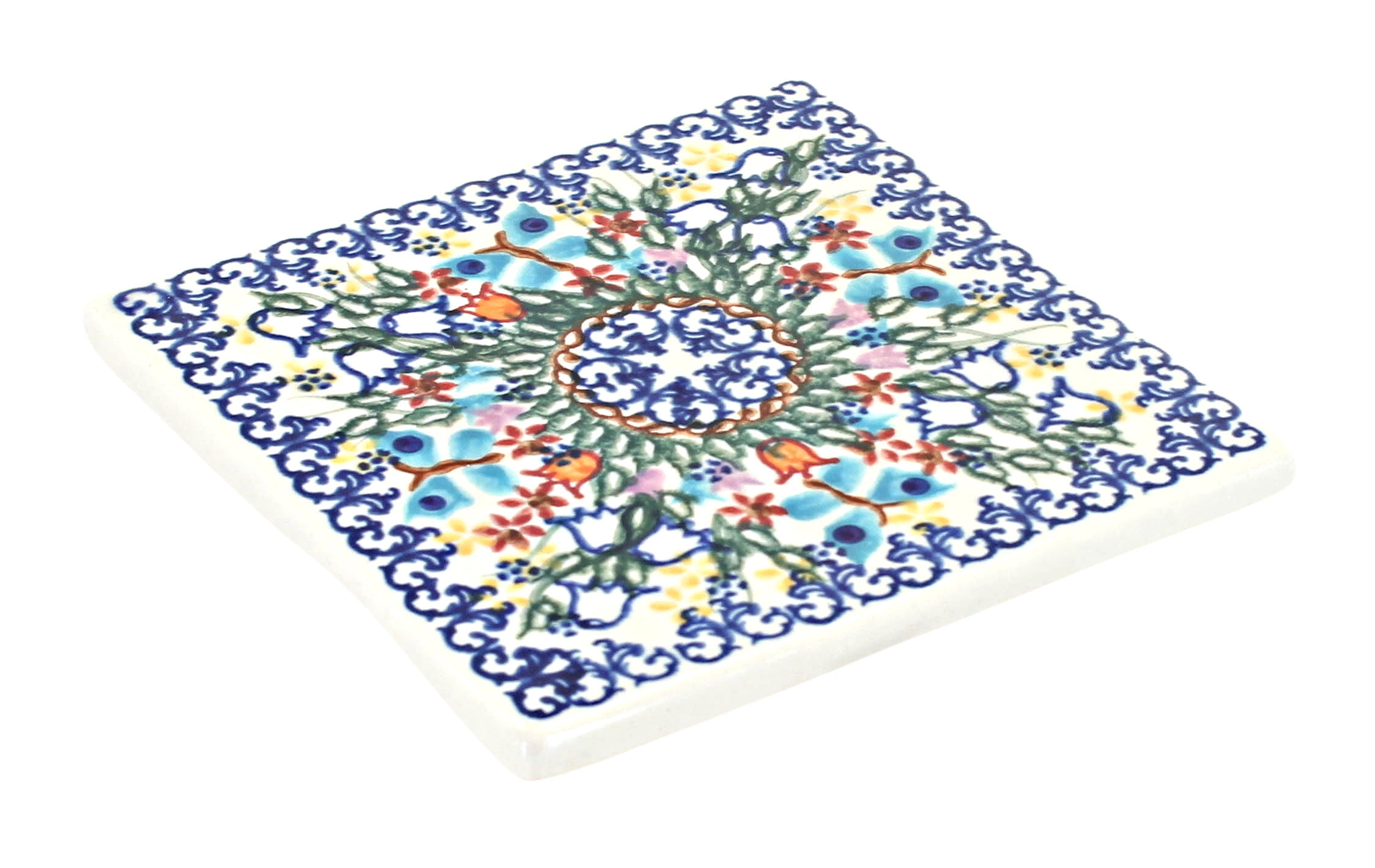 Blue Rose Polish Pottery Garden of Eden Tile - Walmart.com