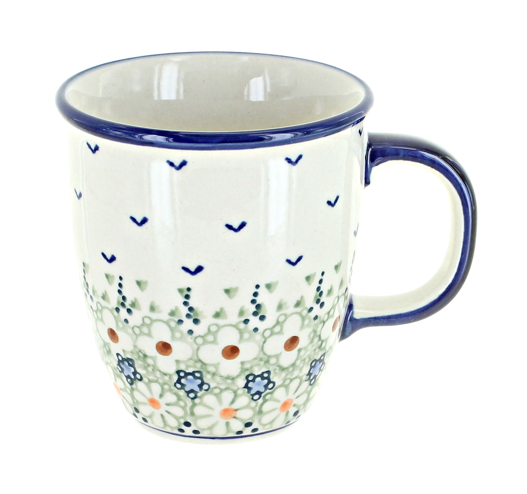 Blue Rose Polish Pottery Green Daisy Coffee Mug - Walmart.com