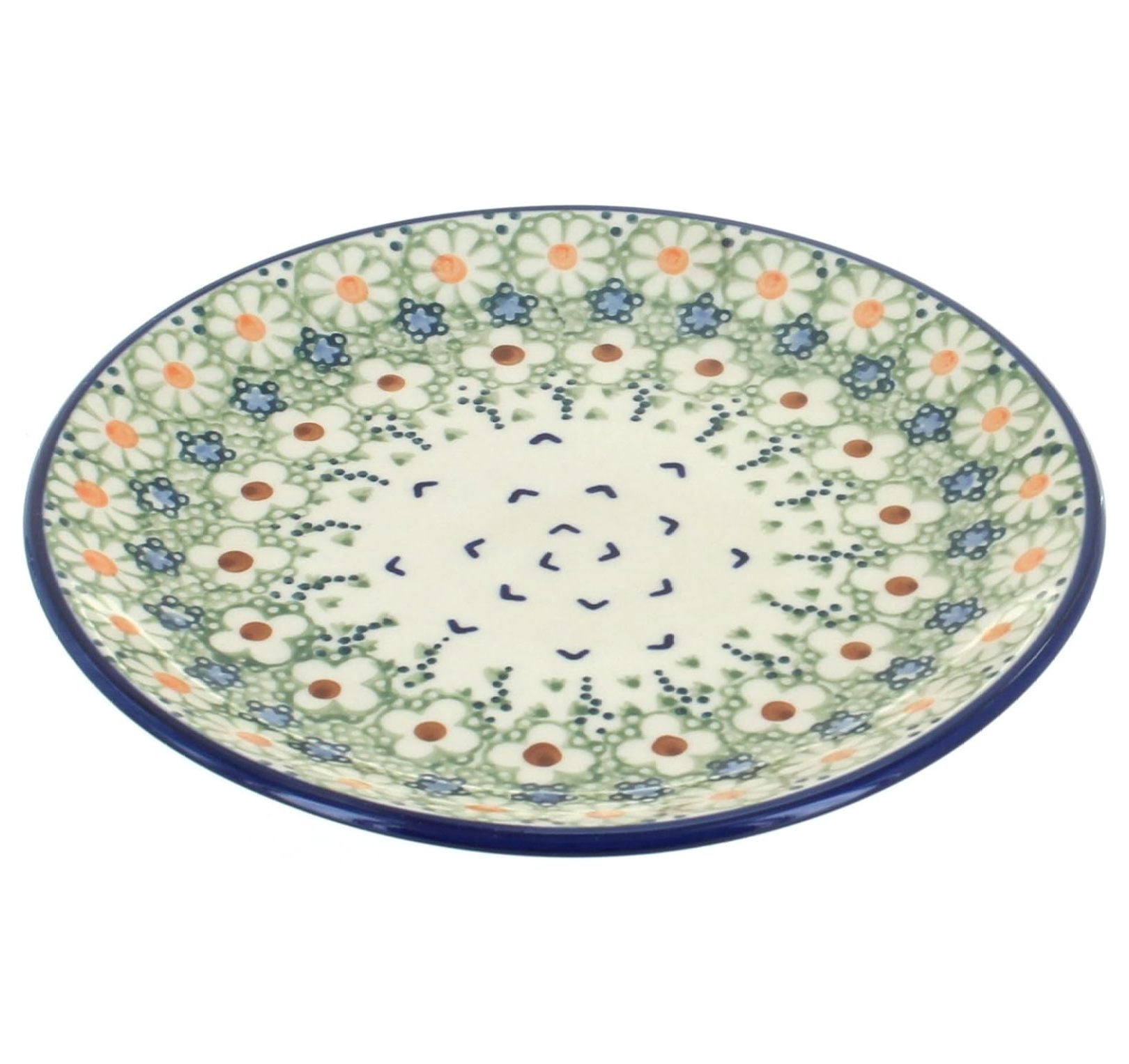 Blue Rose Polish Pottery Green Dessert Plate - Walmart.com