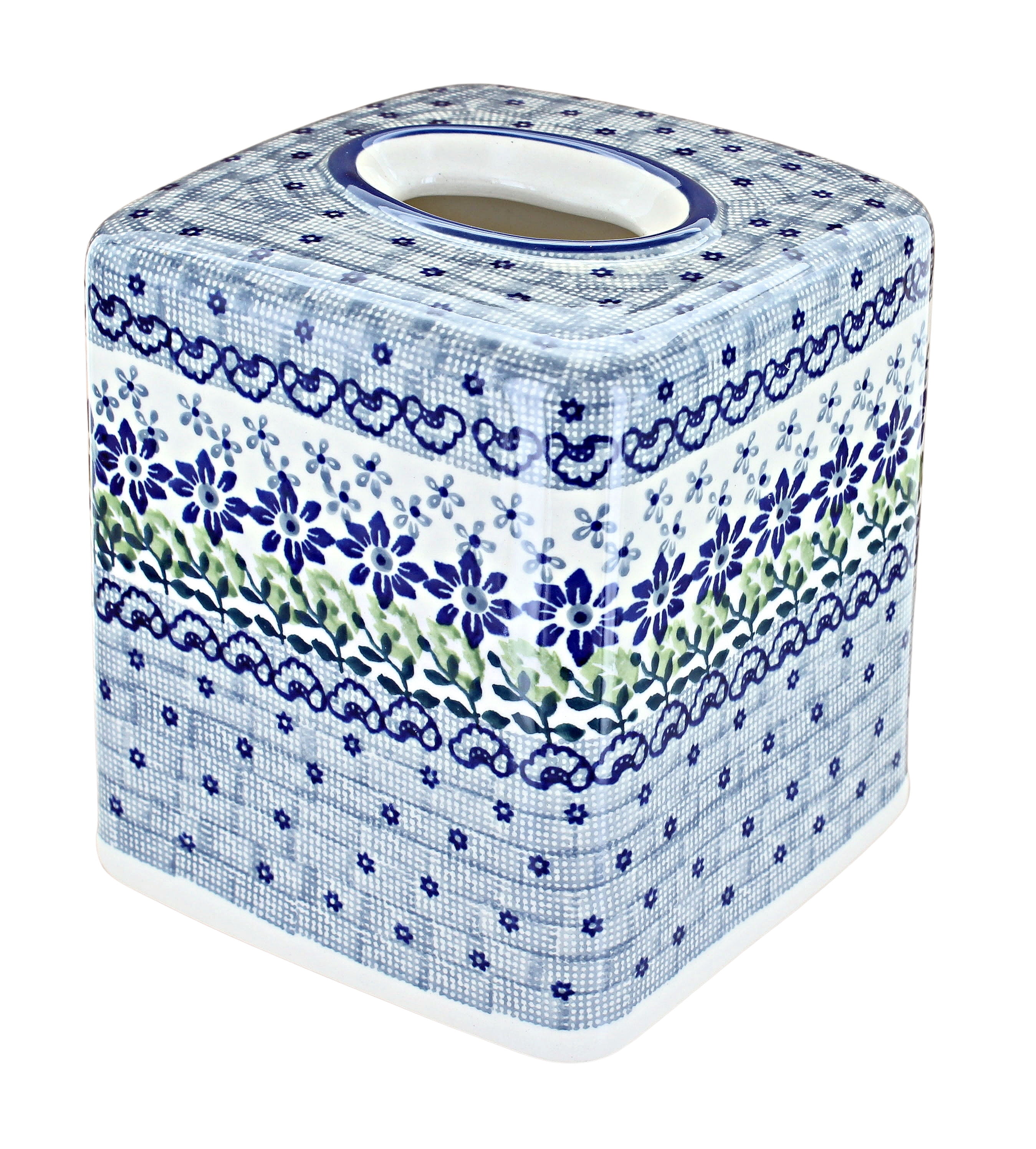 Blue Rose Polish Pottery Halsey Tissue Box - Walmart.com