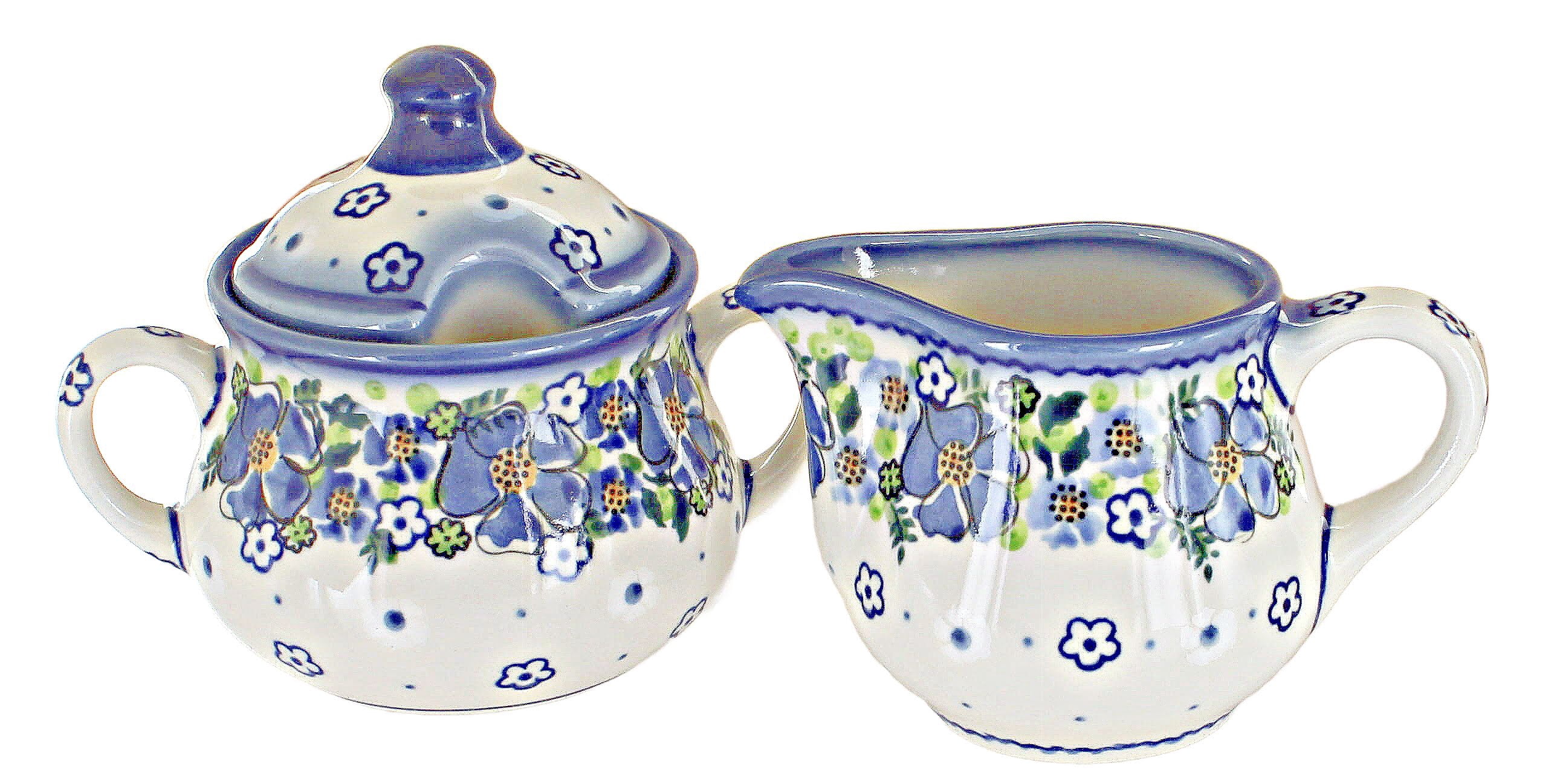 Blue Rose Polish Pottery Hannah Cream & Sugar Set - Walmart.com