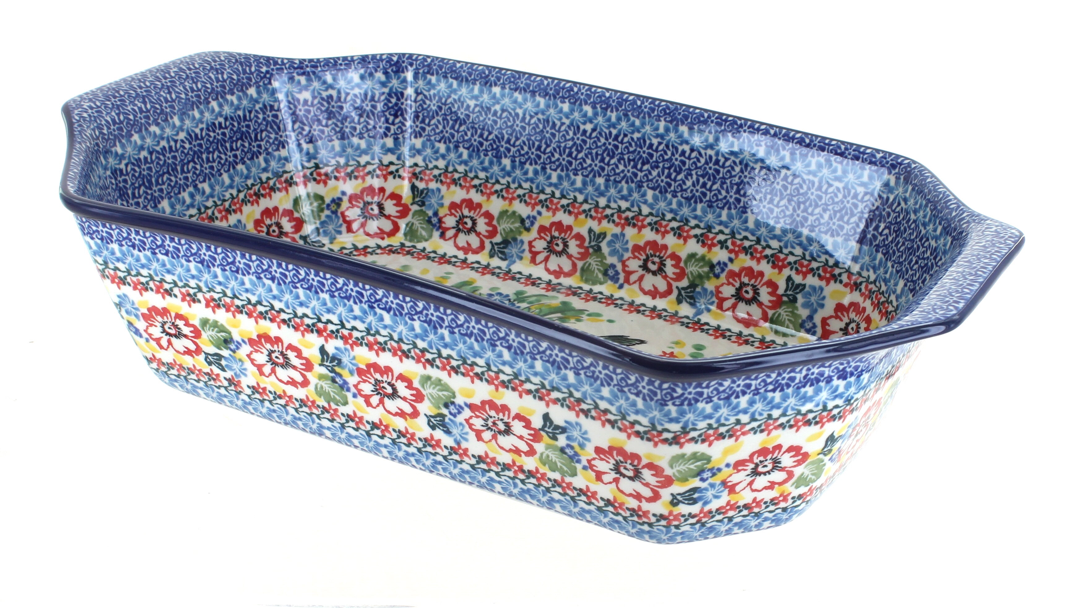 Blue Rose Polish Pottery Hummingbird Deep Baker with Handles - Walmart.com