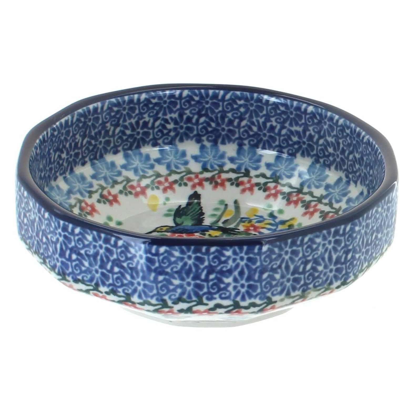 Blue Rose Polish Pottery Hummingbird Small Angular Bowl - Walmart.com