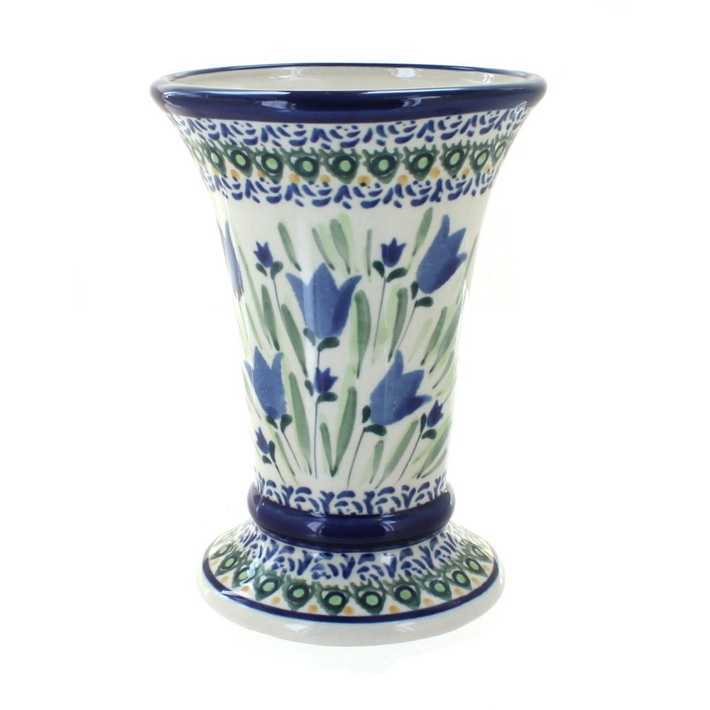 Blue Rose Polish Pottery Indoor Tabletop Blue Tulip Small Vase ...