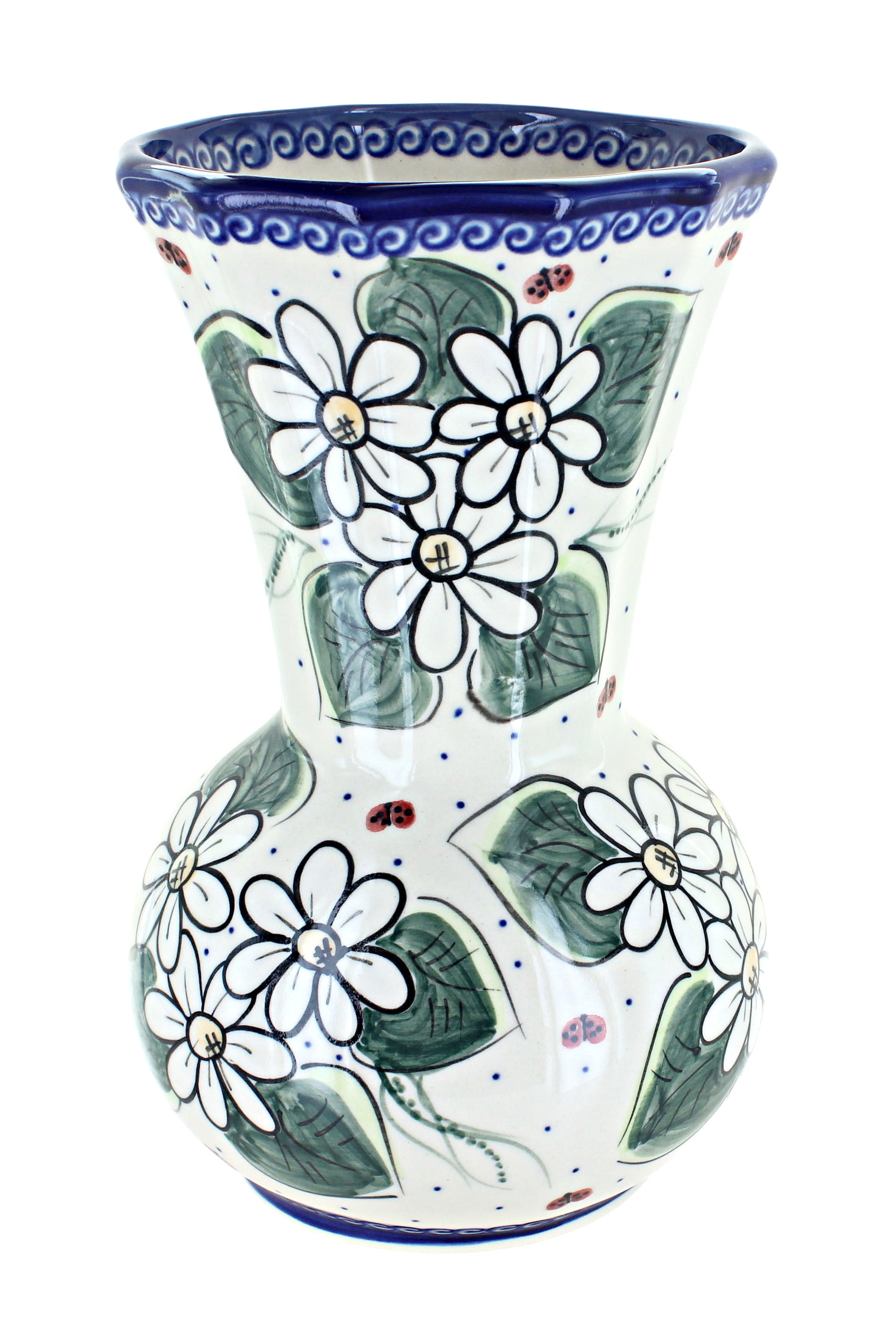 Blue Rose Polish Pottery Indoor Tabletop Ladybug Vase - Walmart.com