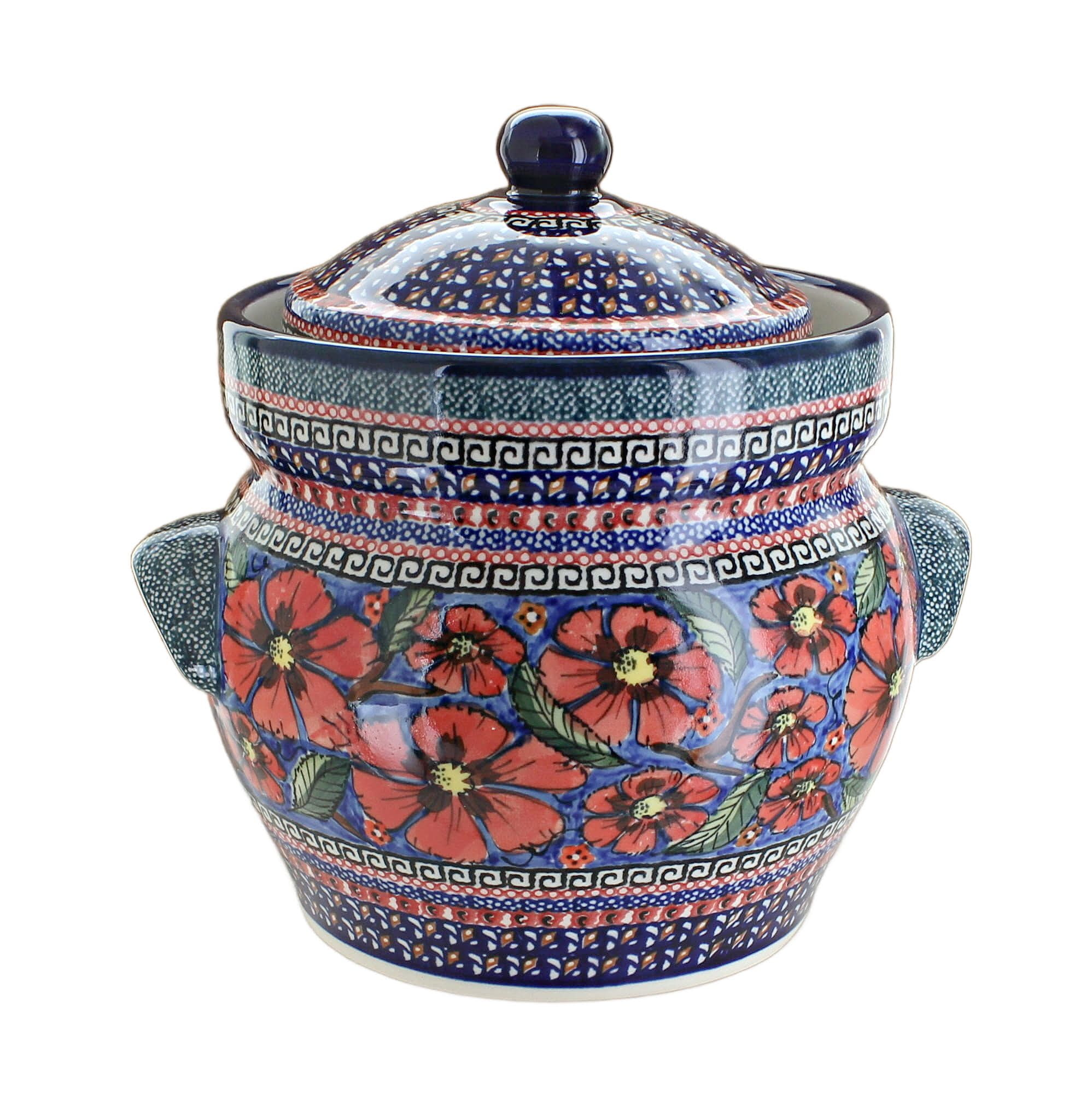 Blue Rose Polish Pottery Jungle Flower Medium Container - Walmart.com