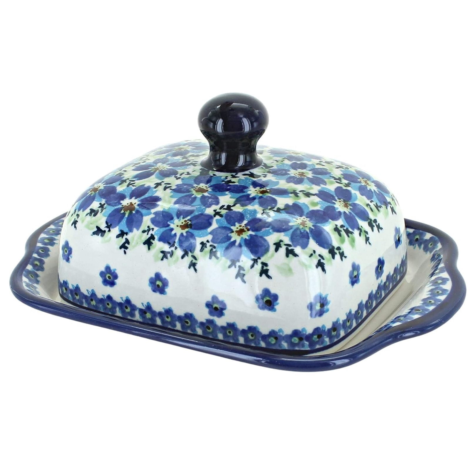 Blue Rose Polish Pottery Kalina Square Butter Dish - Walmart.com