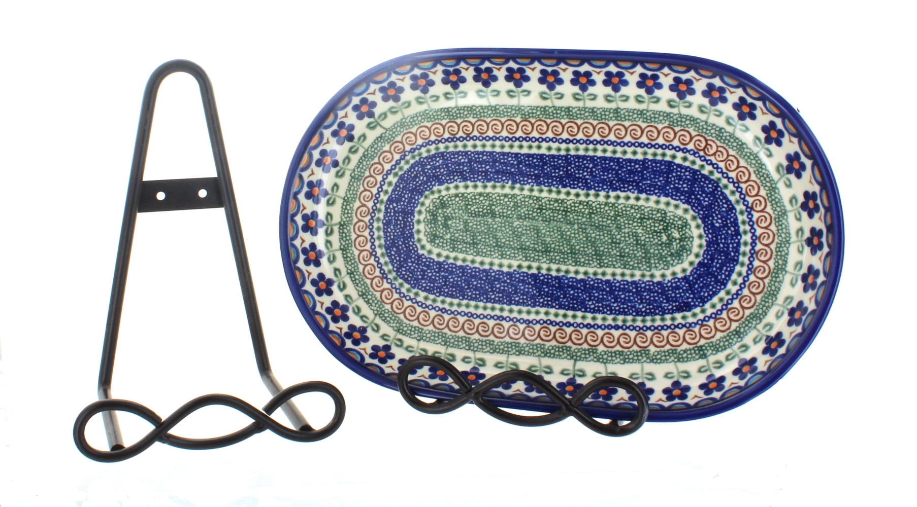 Blue Rose Polish Pottery Large 8" Loop Design Plate Rack - Walmart.com