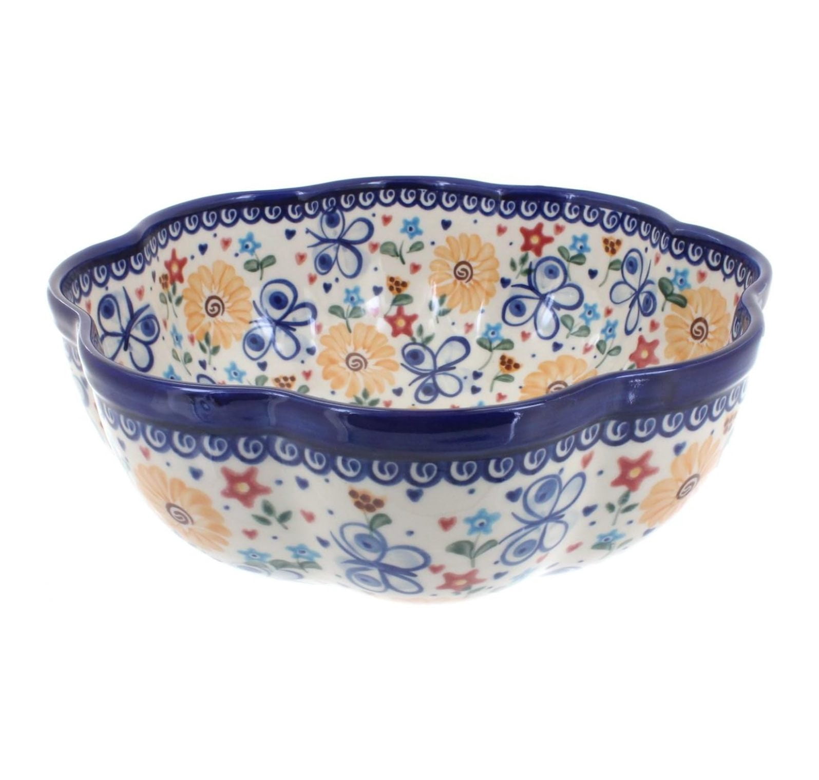 Blue Rose Polish Pottery Large Scallop Bowl - Walmart.com