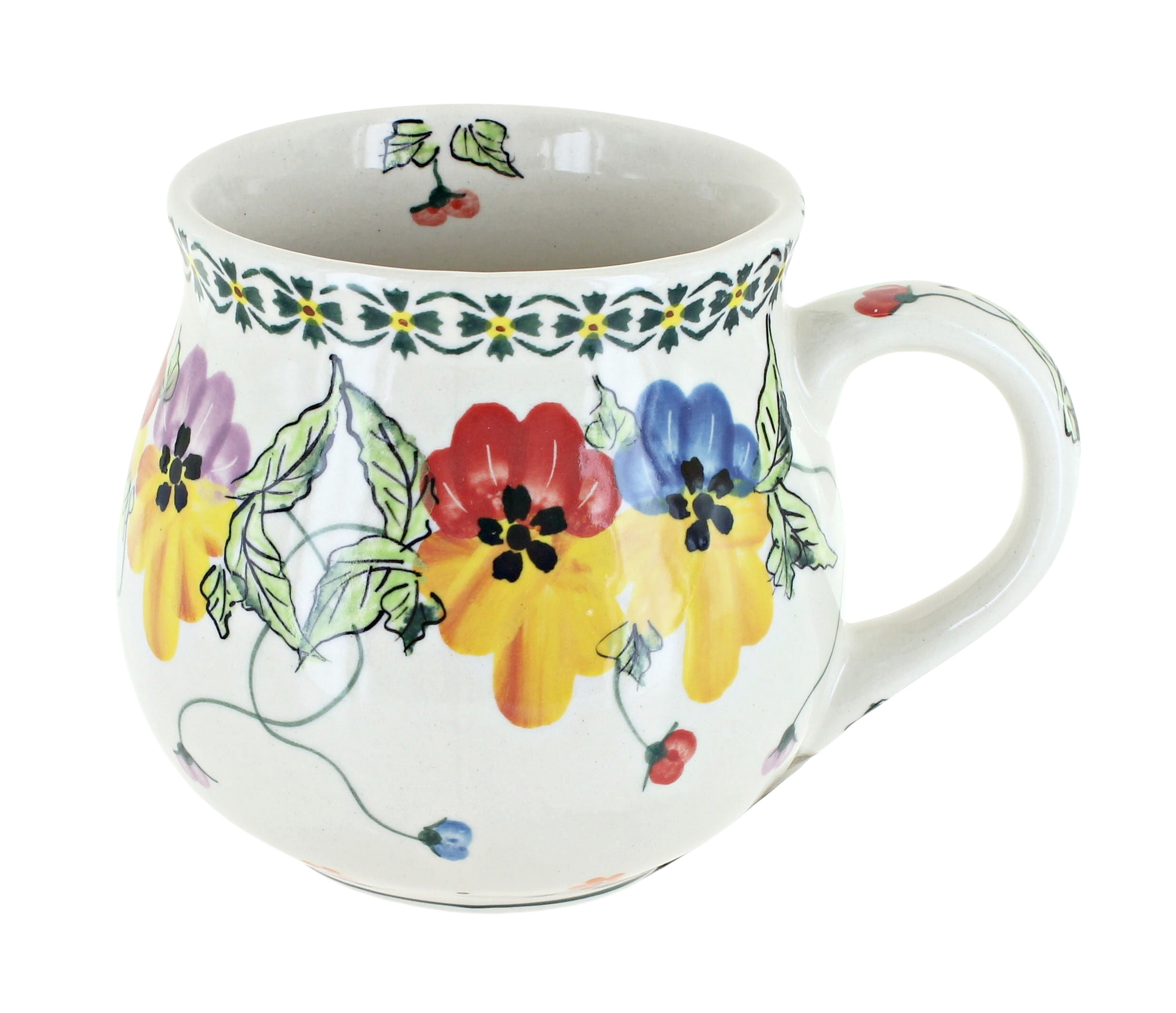 Blue Rose Polish Pottery Majestic Pansy Bubble Mug - Walmart.com