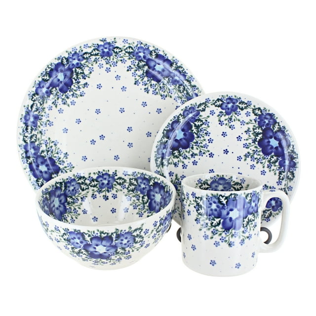 Blue Rose Polish Pottery Melanie 16 Piece Dinner Set - Walmart.com