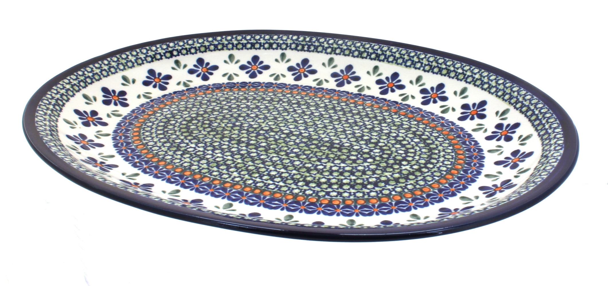 Blue Rose Polish Pottery Mosaic Flower Large Serving Platter - Walmart.com