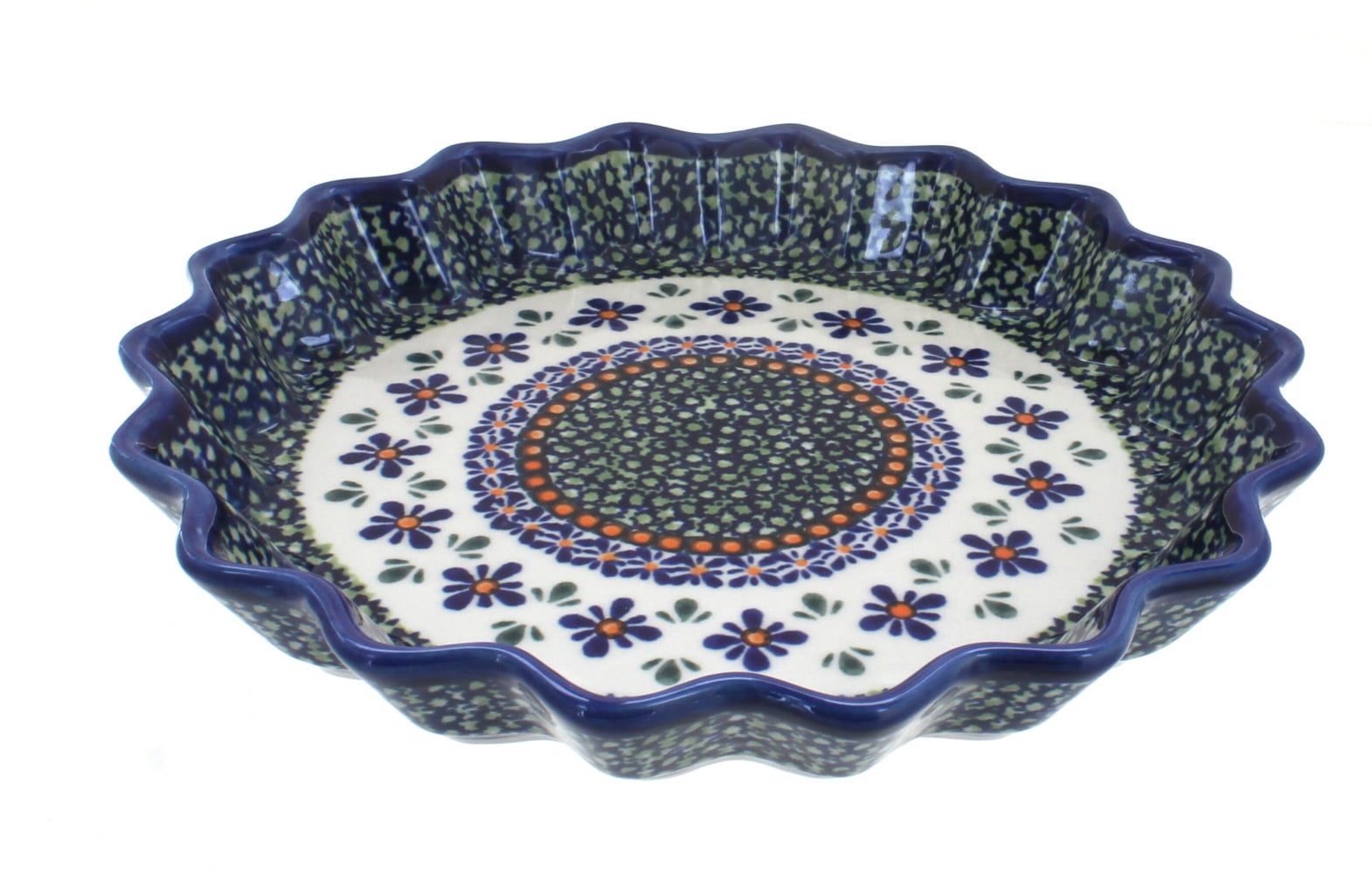 Blue Rose Polish Pottery Mosaic Flower Quiche Dish - Walmart.com