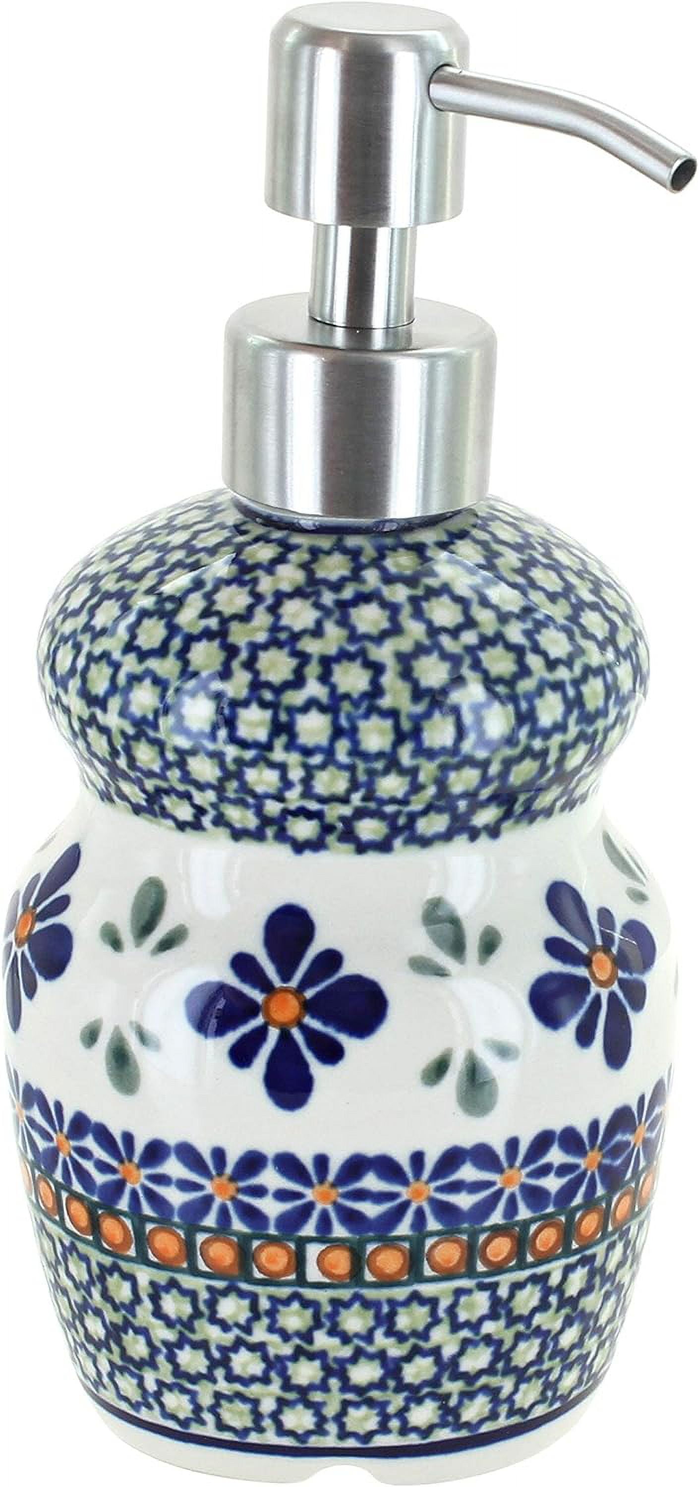 Blue Rose Polish Pottery Mosaic Flower Soap Dispenser - Walmart.com