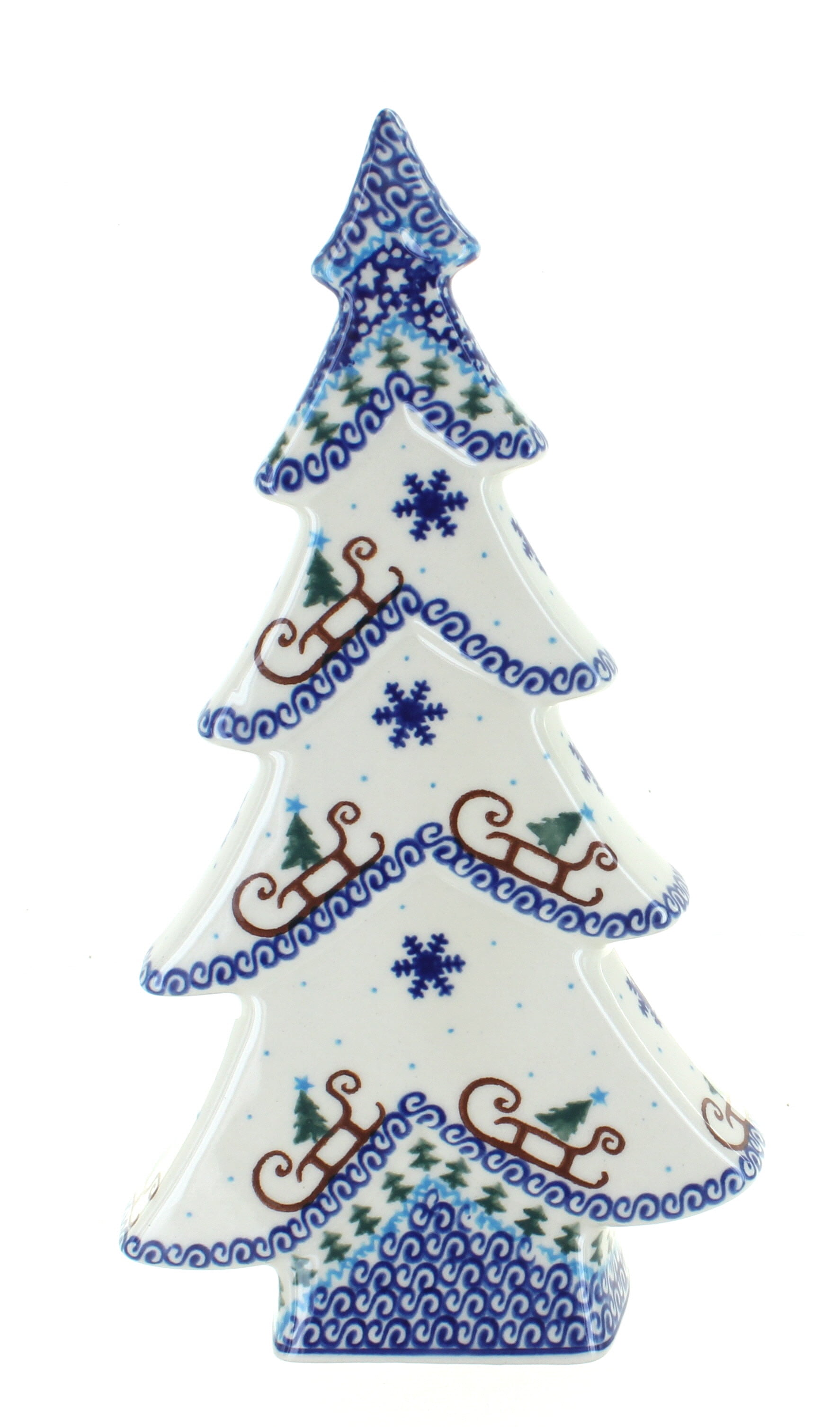 Blue Rose Polish Pottery Noel Nights Flat Christmas Tree - Walmart.com