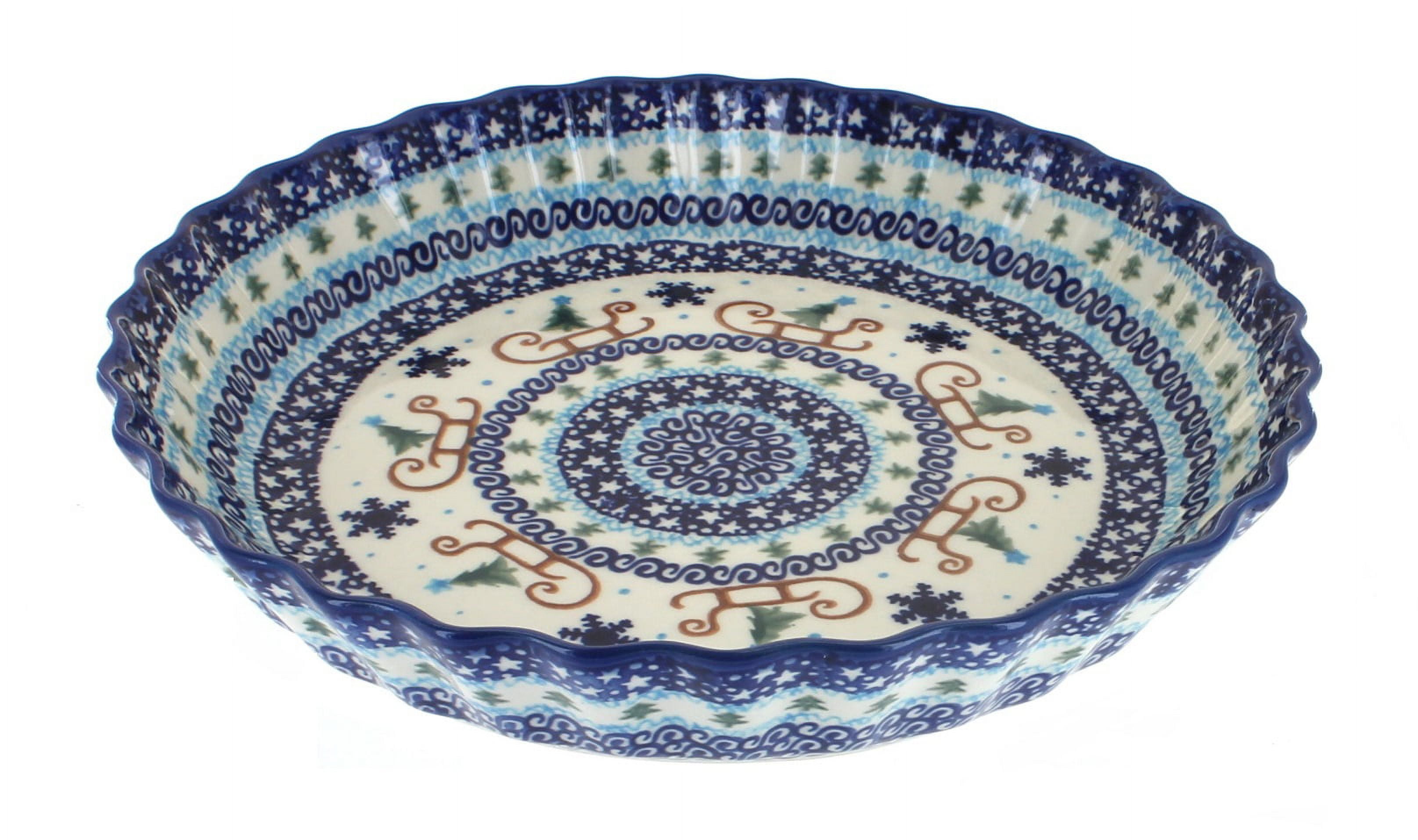 Blue Rose Polish Pottery Noel Nights Pie Plate - Walmart.com