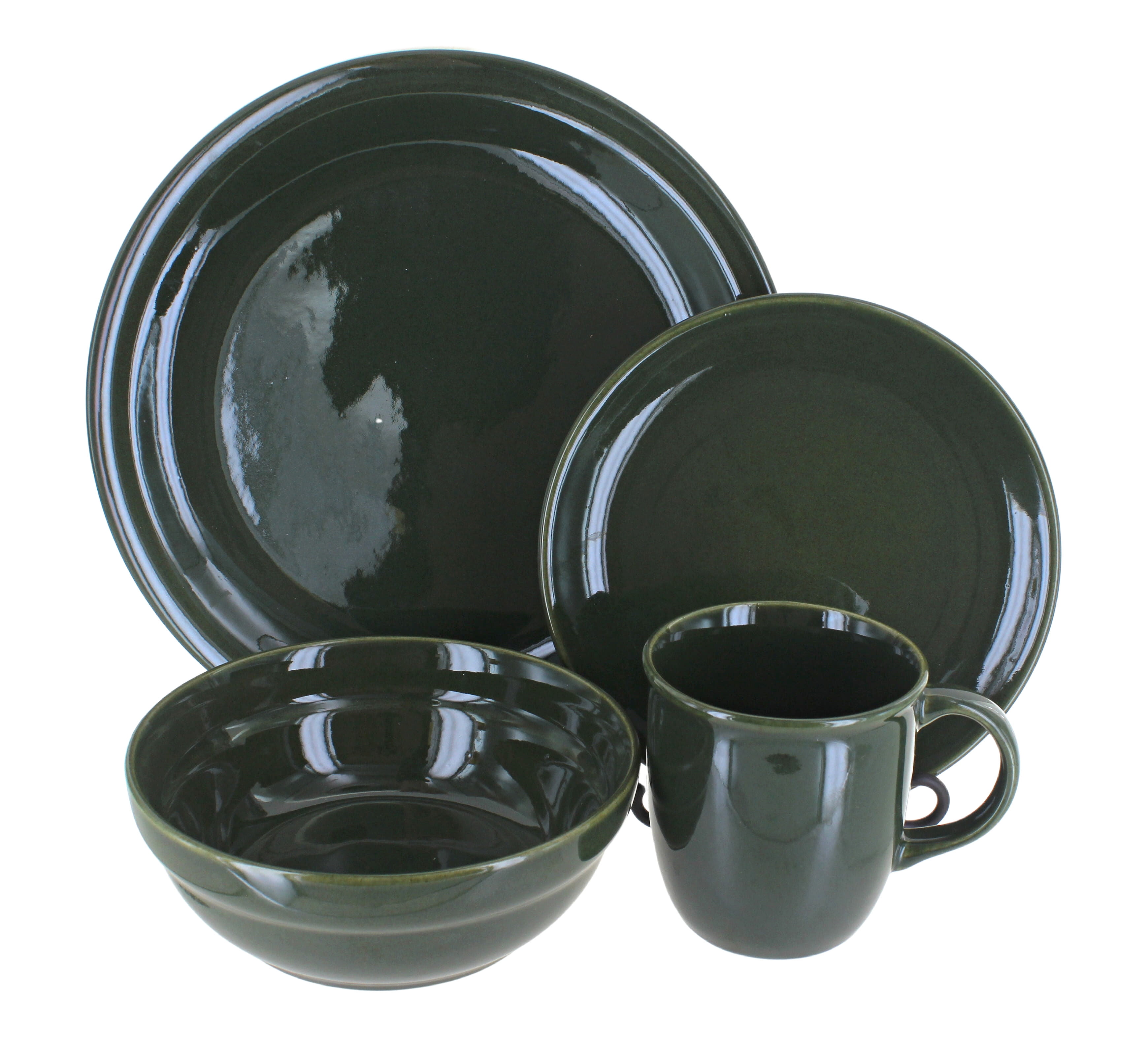 Blue Rose Polish Pottery Olive 16 PC Dinnerware Set - Walmart.com