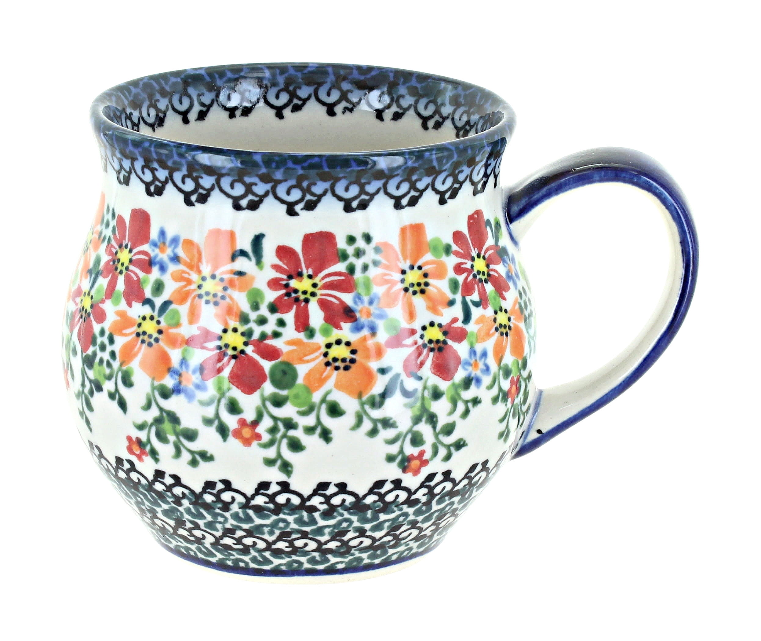 Blue Rose Polish Pottery Orange Blossom Bell Shaped Mug - Walmart.com