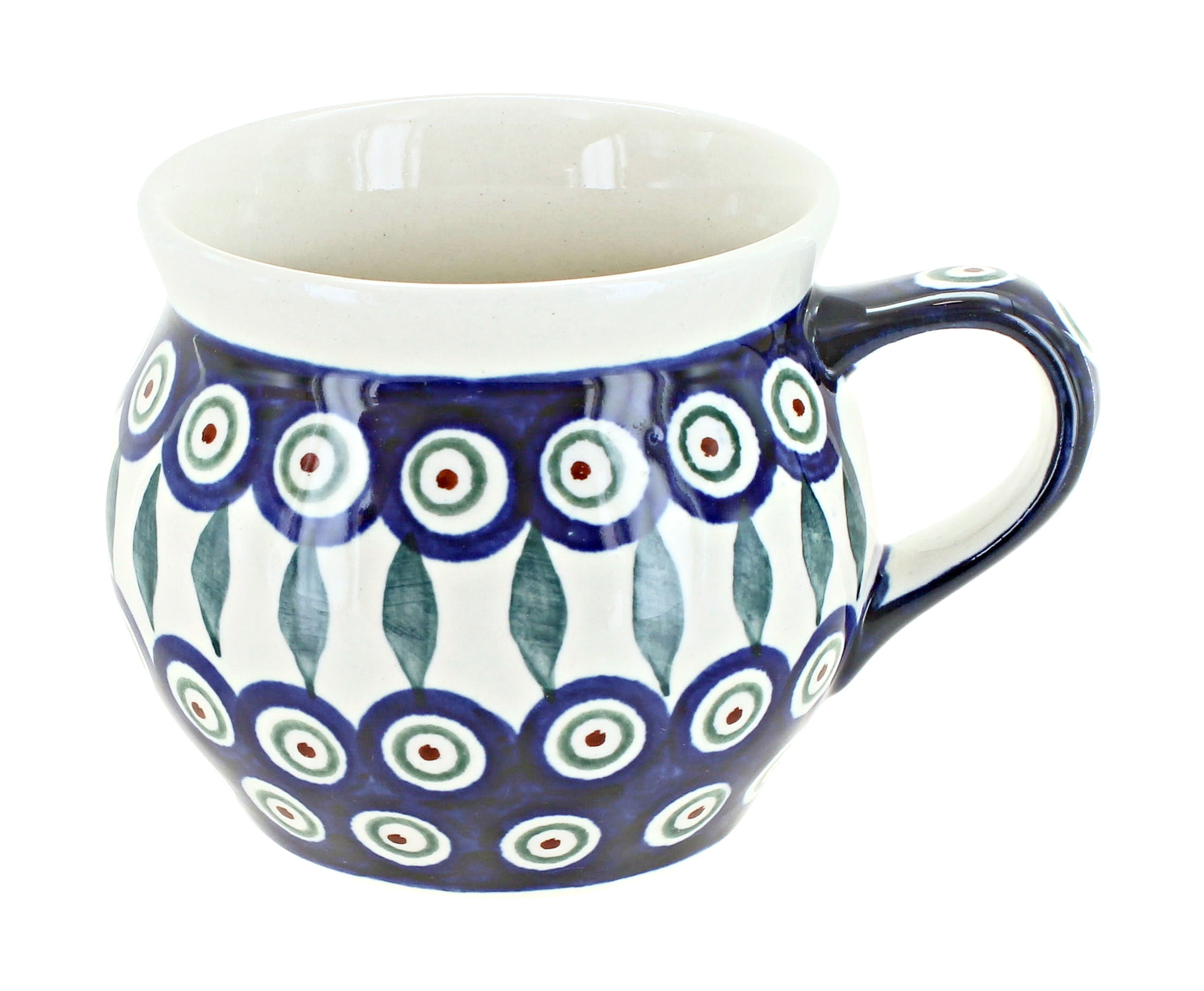 Blue Rose Polish Pottery Peacock Bell Shaped Mug - Walmart.com