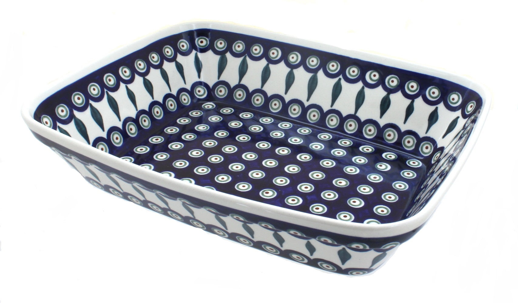 Blue Rose Polish Pottery Peacock Large Deep Baker - Walmart Business Supplies