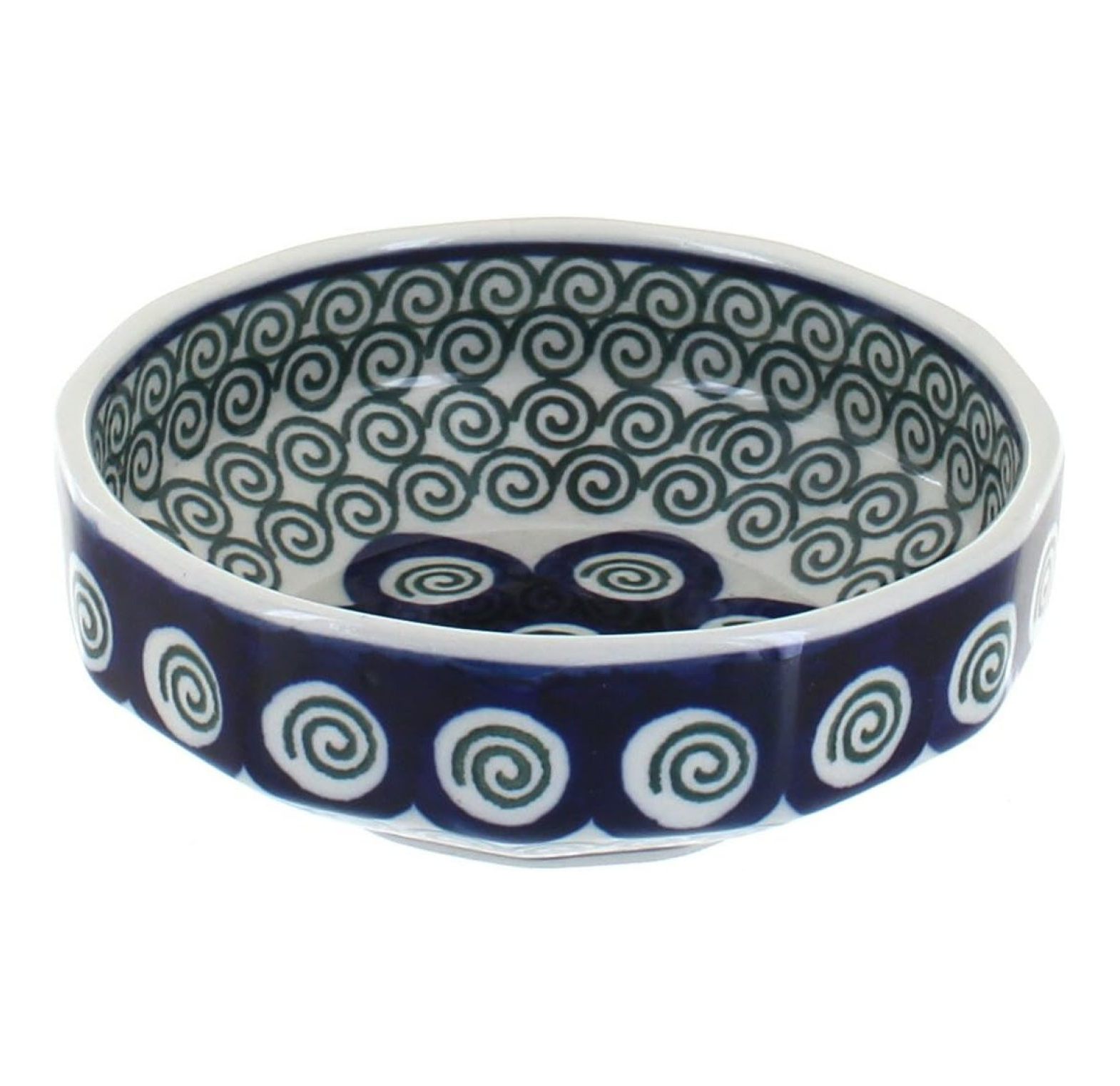 Blue Rose Polish Pottery Peacock Swirl Small Angular Bowl - Walmart.com