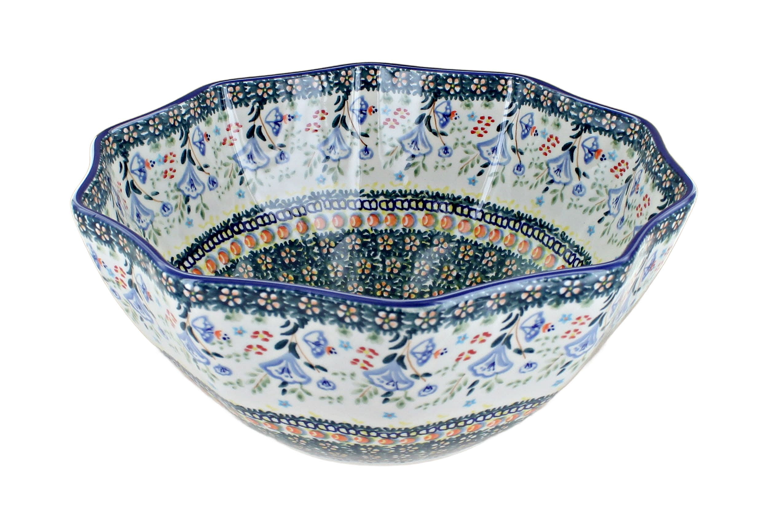 Blue Rose Polish Pottery Periwinkle Small Decagonal Serving Bowl ...
