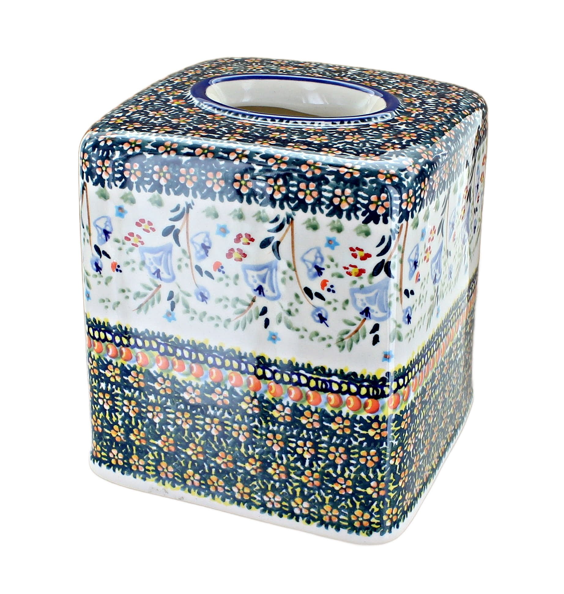 Blue Rose Polish Pottery Periwinkle Tissue Box - Walmart.com
