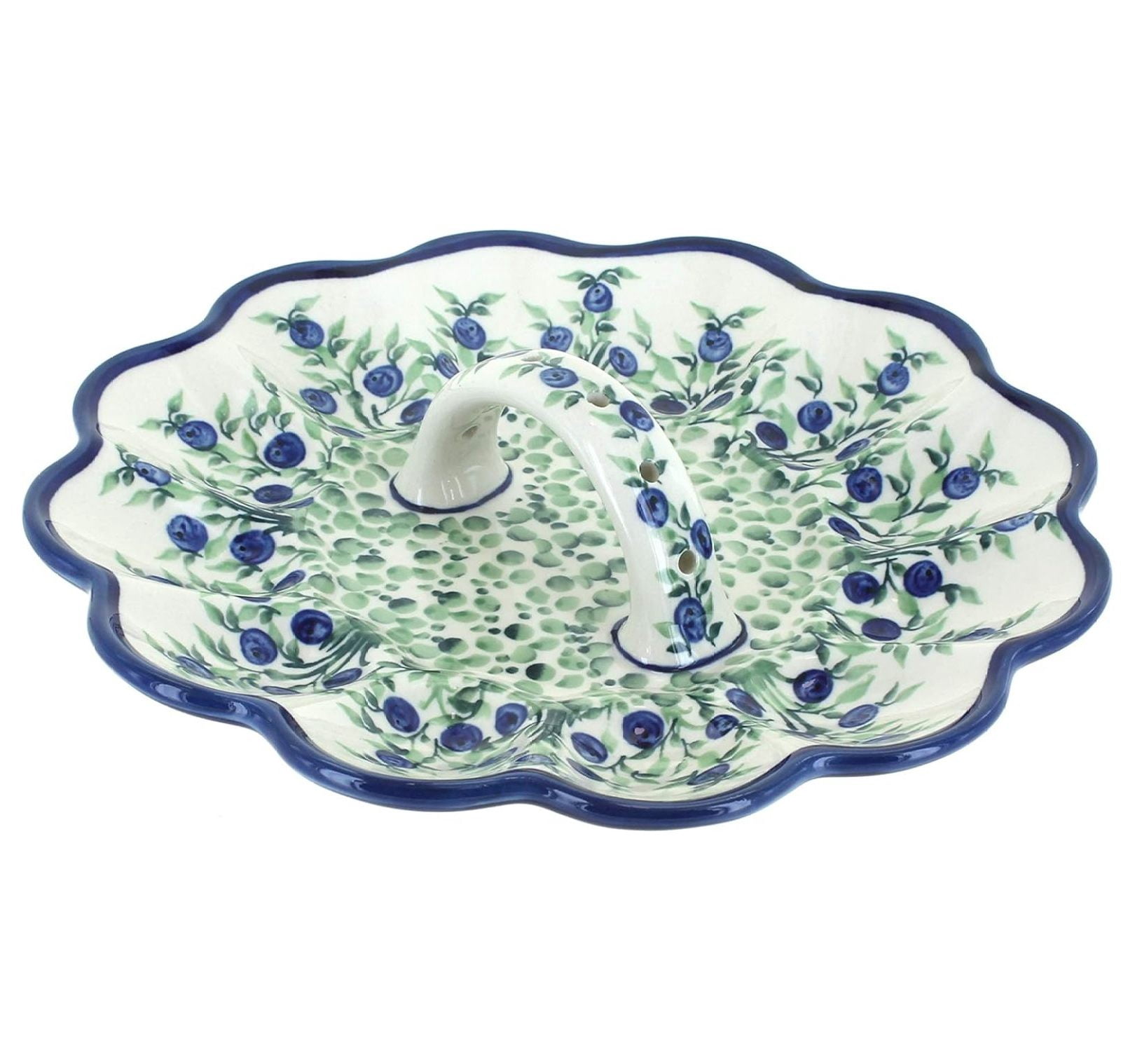Blue Rose Polish Pottery Porcelain Vine Egg Plate - Walmart.com