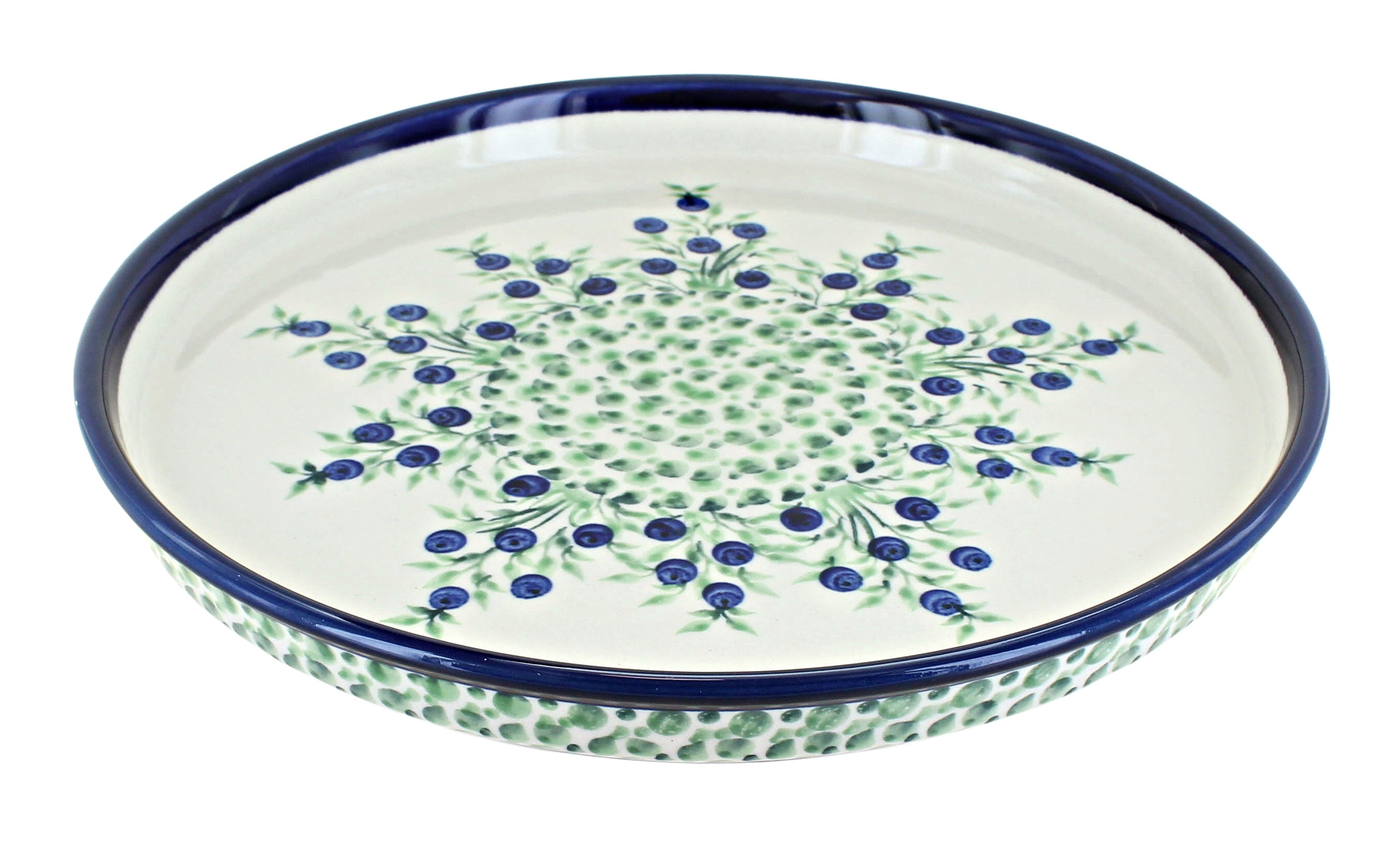 Blue Rose Polish Pottery Porcelain Vine Torte Plate - Walmart.com