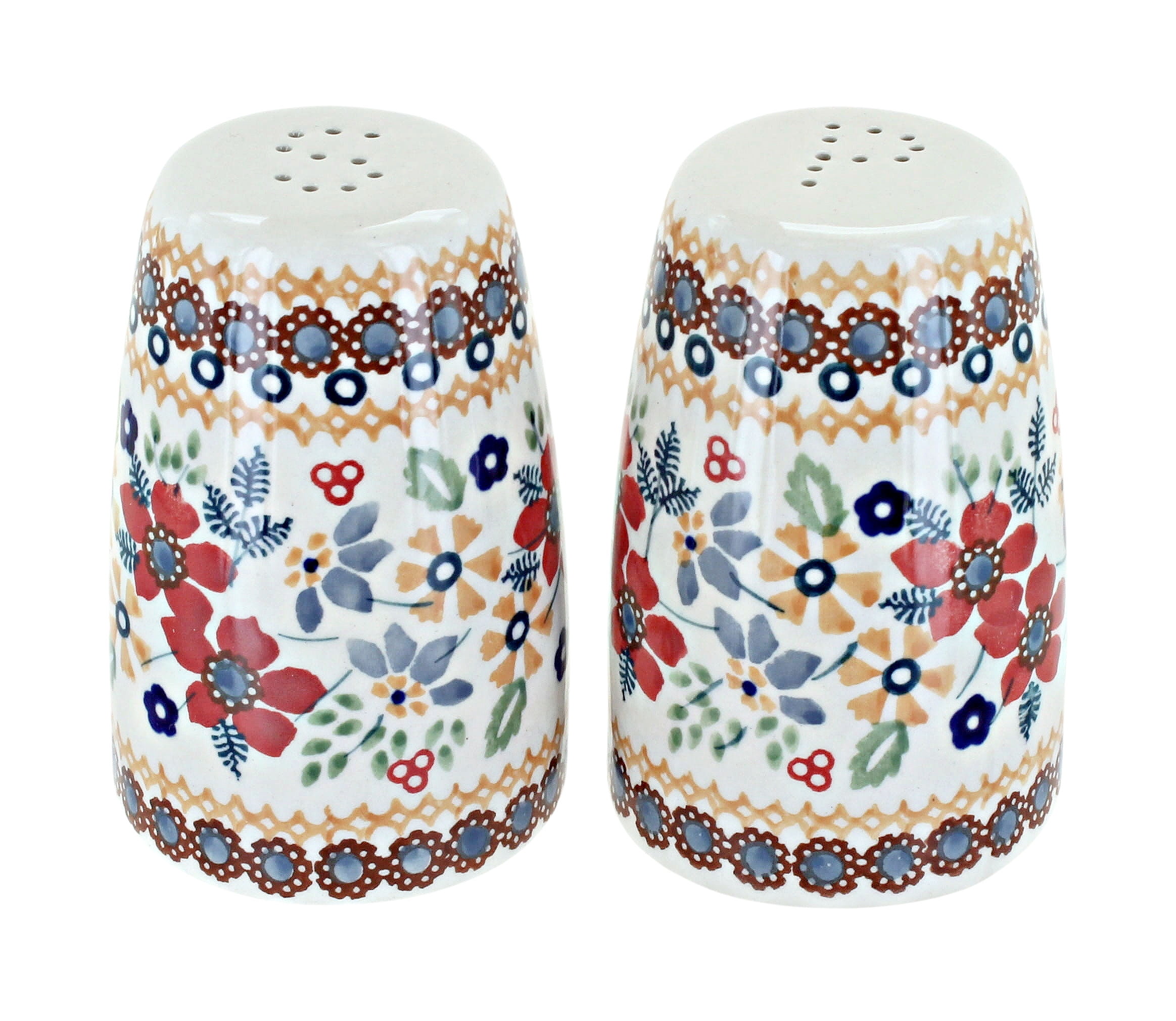 Blue Rose Polish Pottery Red Daisy Salt & Pepper Shaker - Walmart.com
