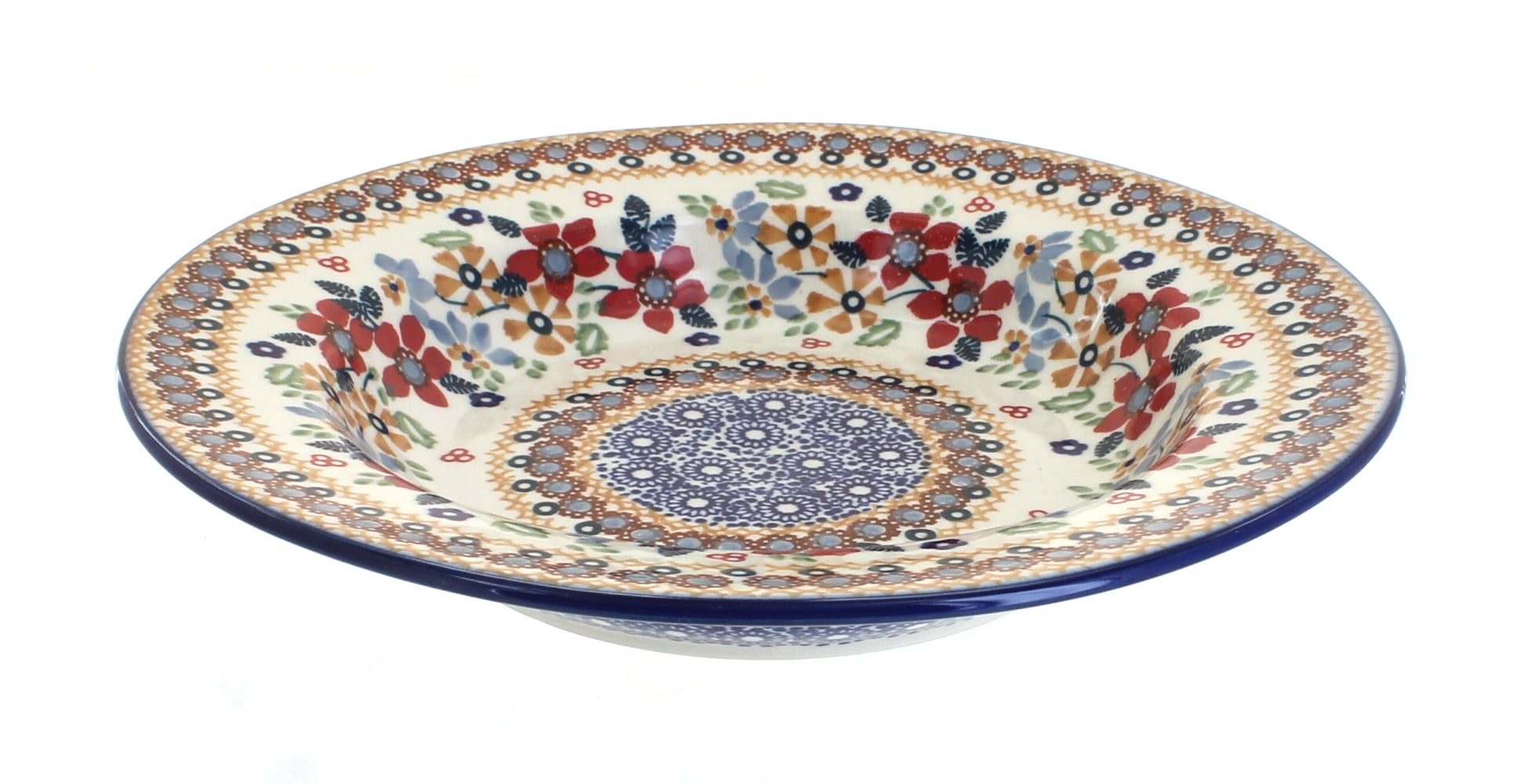 Blue Rose Polish Pottery Red Daisy Soup Plate - Walmart.com