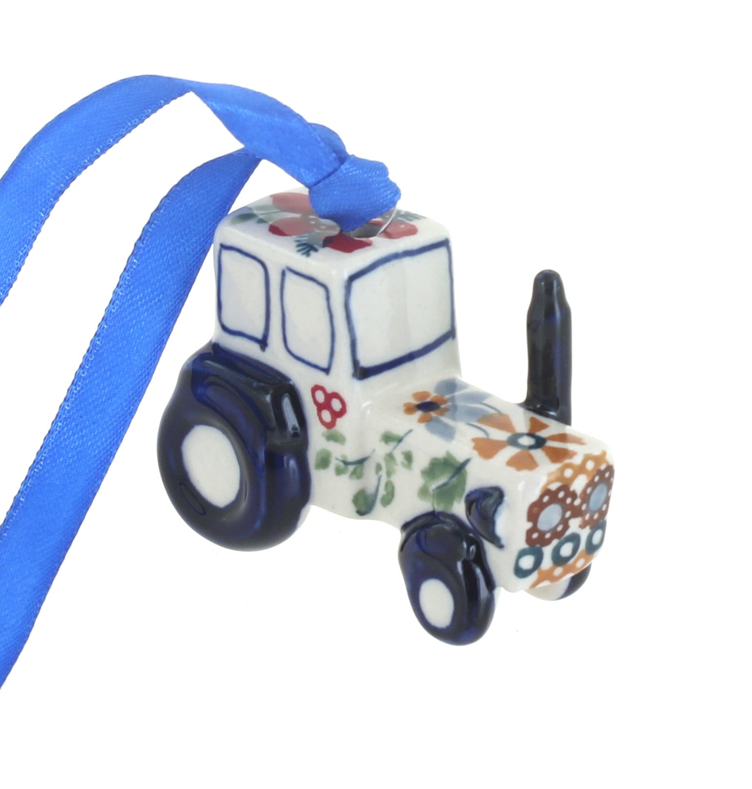 Blue Rose Polish Pottery Red Daisy Tractor Ornament - Walmart Business ...
