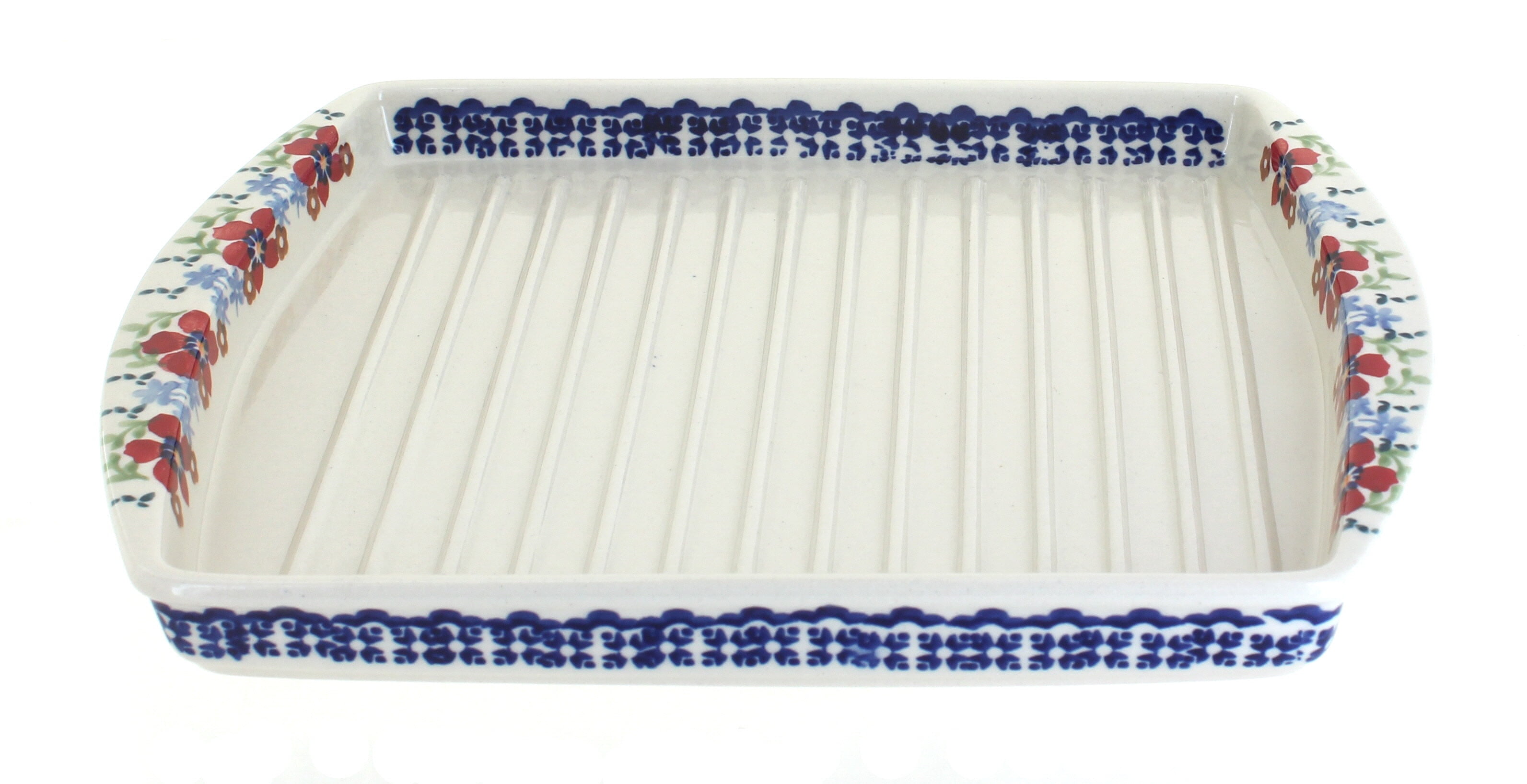 Blue Rose Polish Pottery Red Poppy Bacon Cooker - Walmart.com